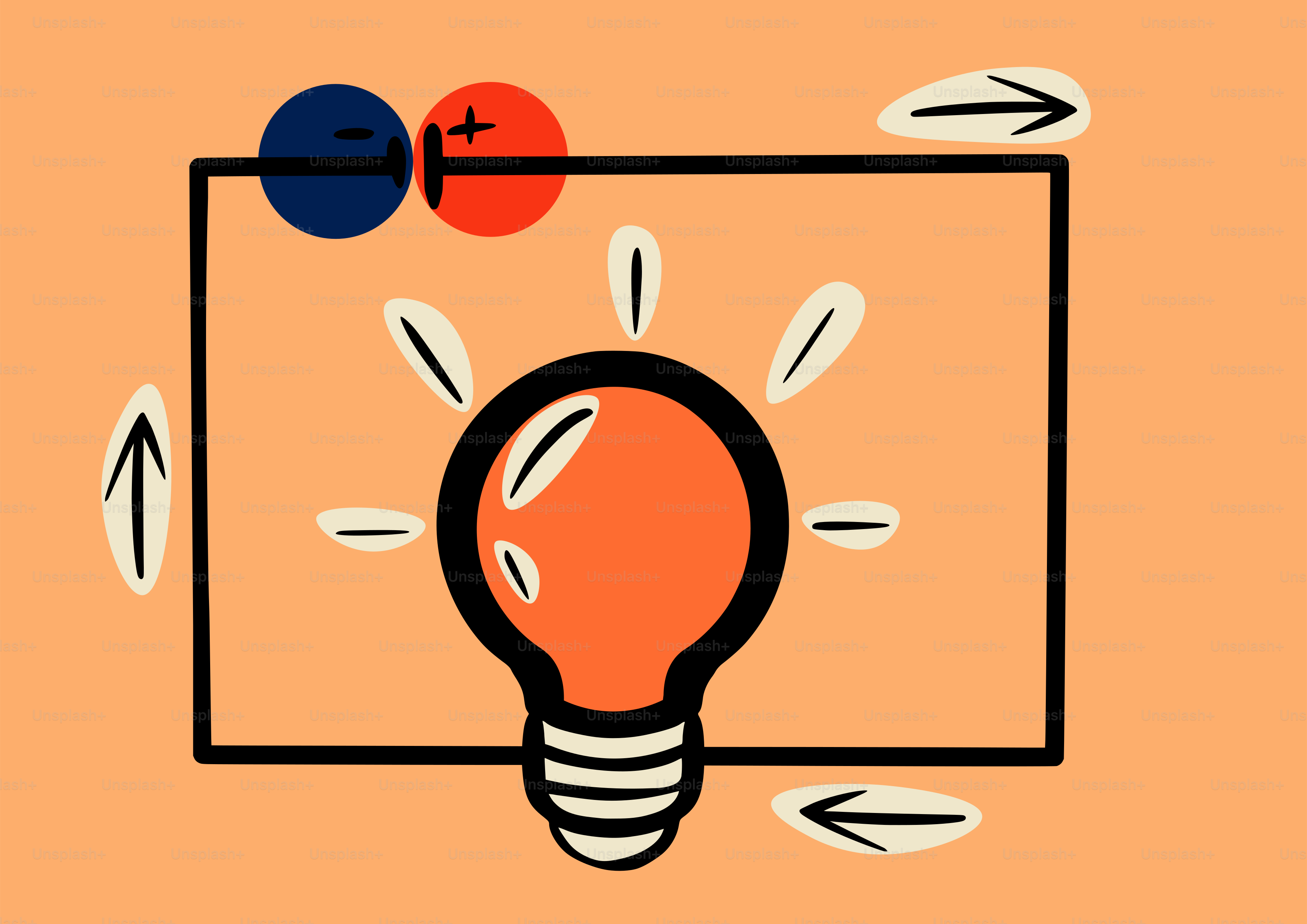 A picture of a light bulb with arrows coming out of it vector – Physics ...