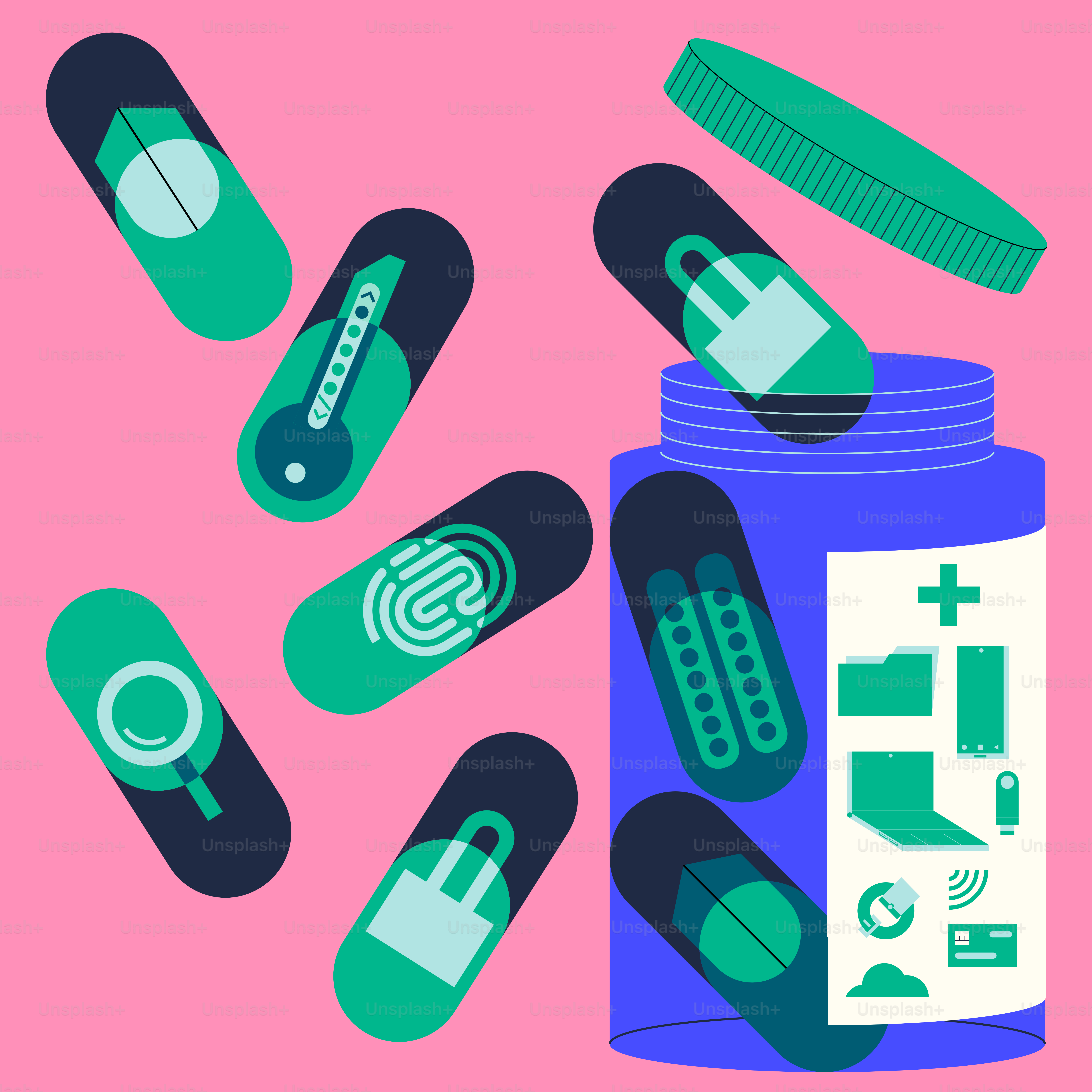 A jar of pills with a bunch of pills in it vector – Technology Image on ...