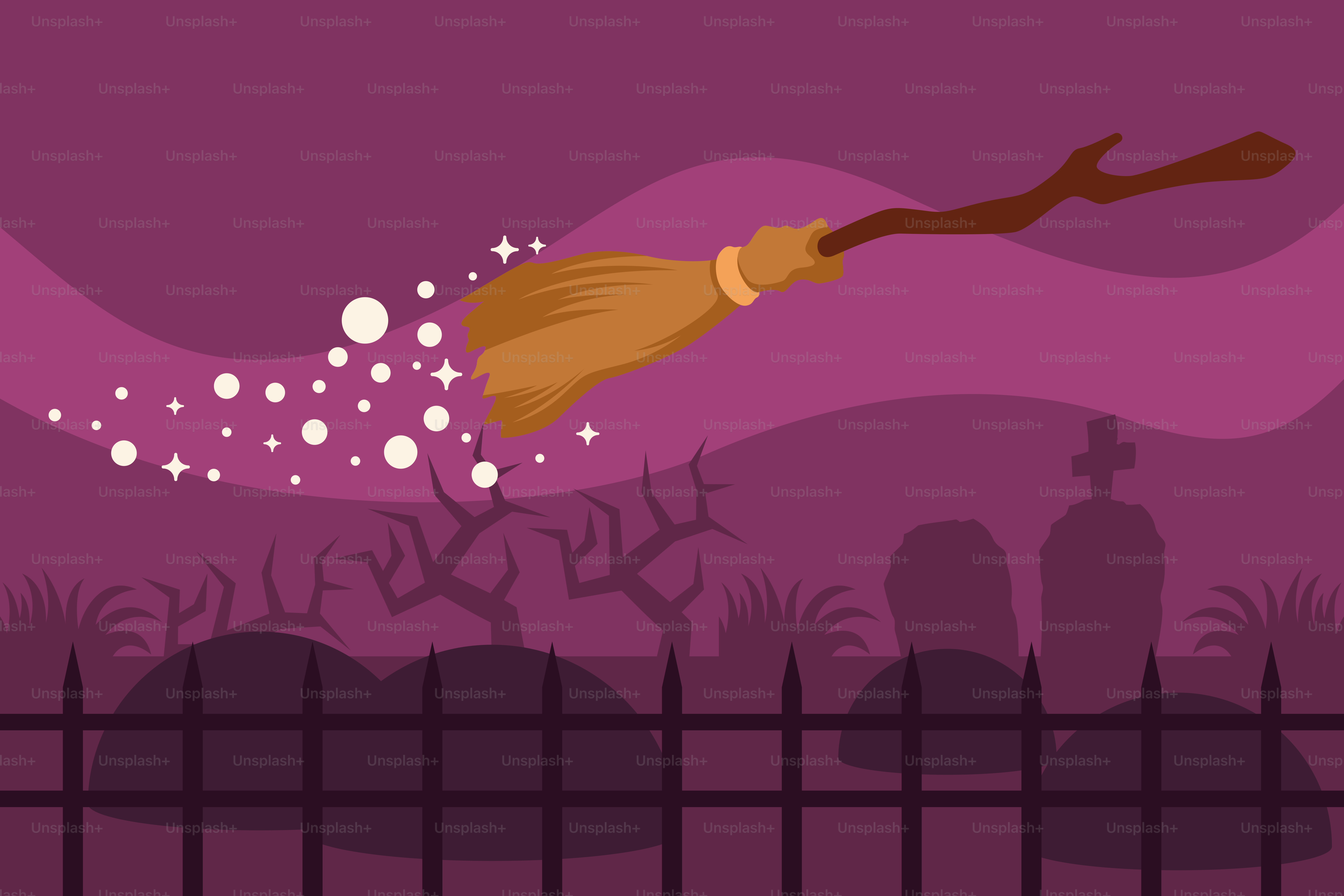 A broom flying through the air over a fence vector – Flying broom Image ...