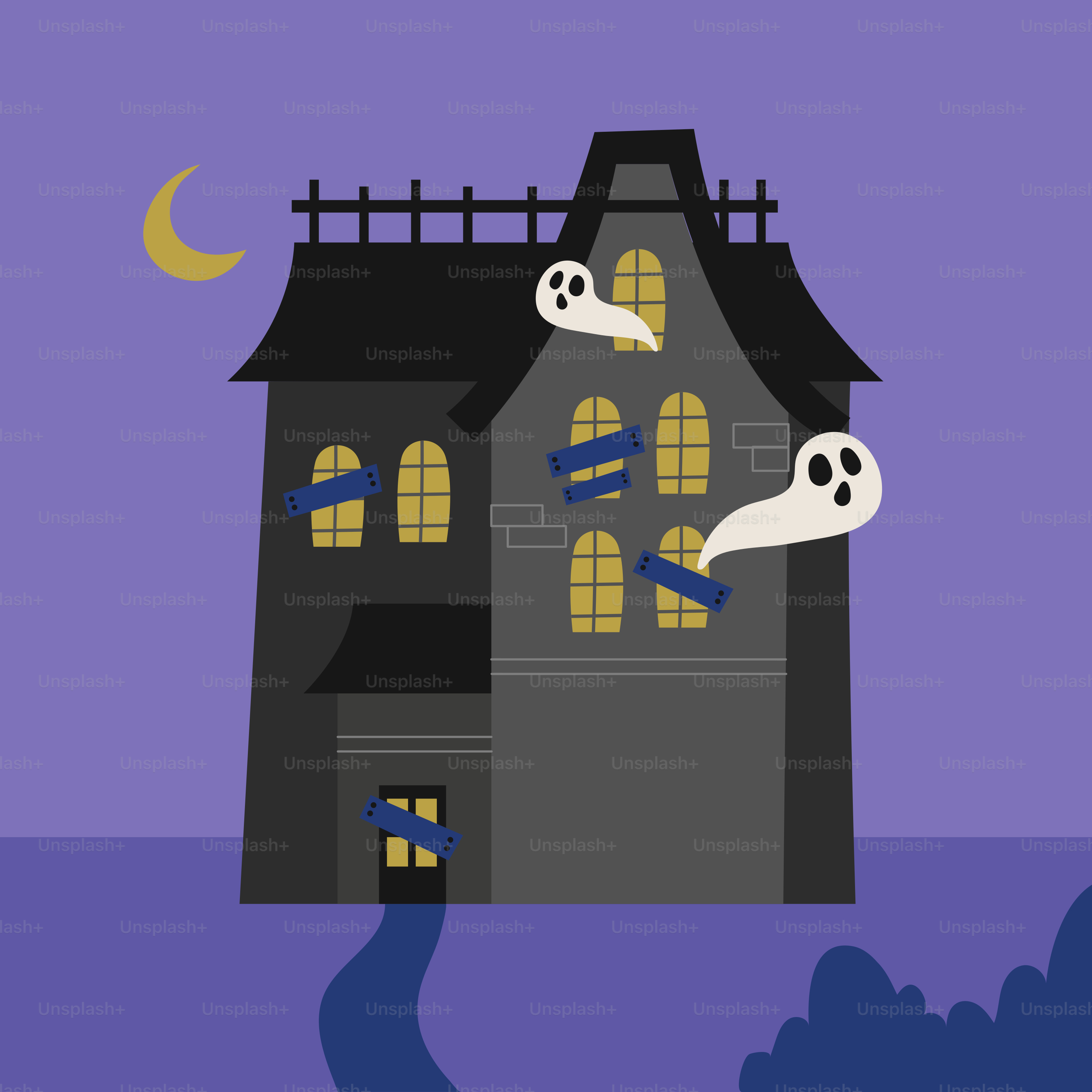 Uma casa com um fantasma no telhado vetor – Imagem sobre Dia das bruxas ...