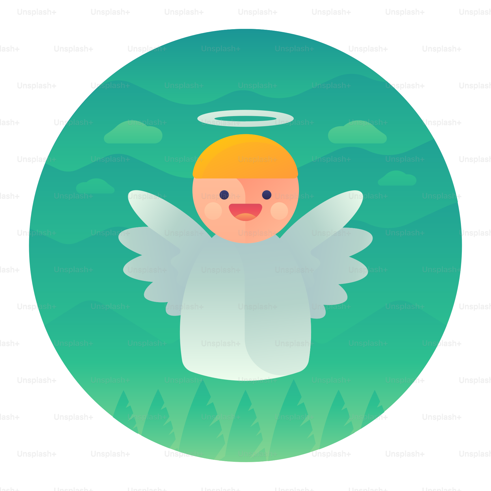 A picture of an angel in a green circle vector – Christmas Image on ...