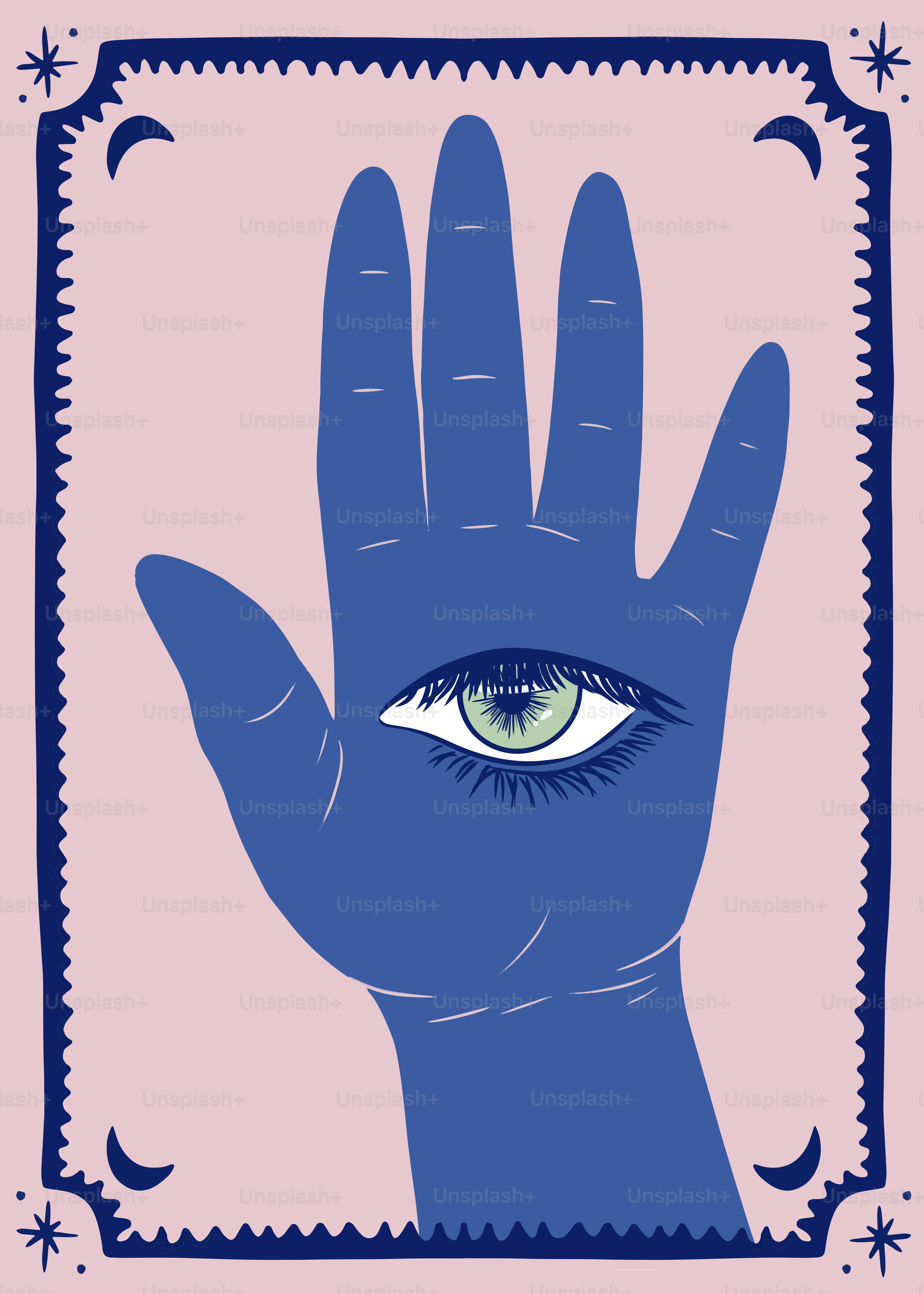 A blue hand with an eye in the middle of it vector – Witch Image on ...