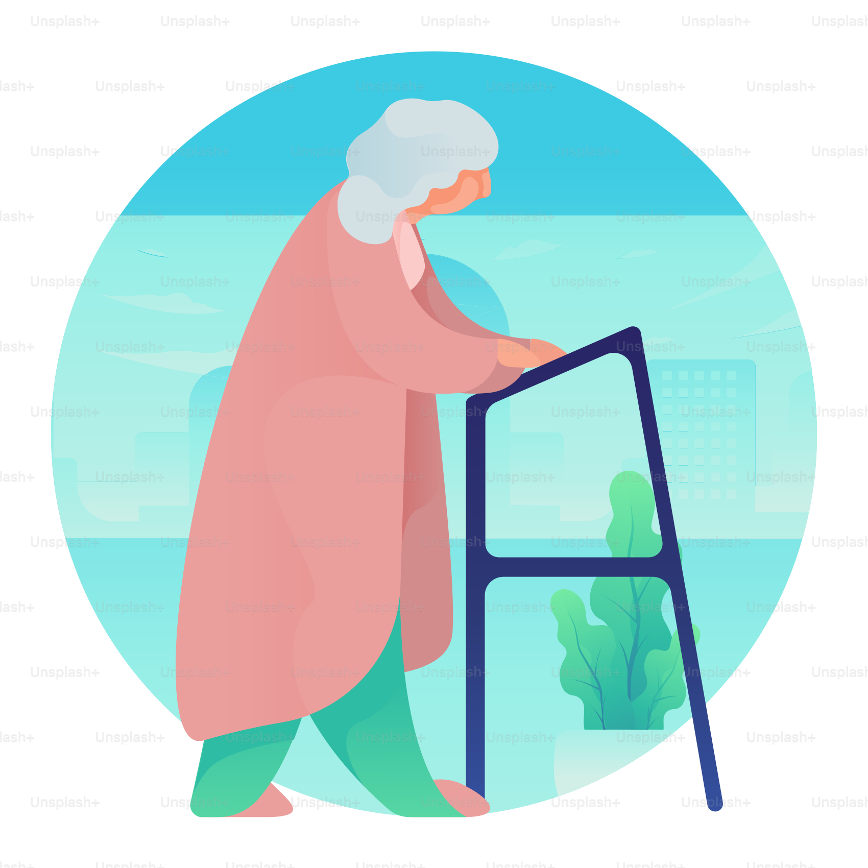 An old woman is walking with a walker vector – Healthcare Image on Unsplash