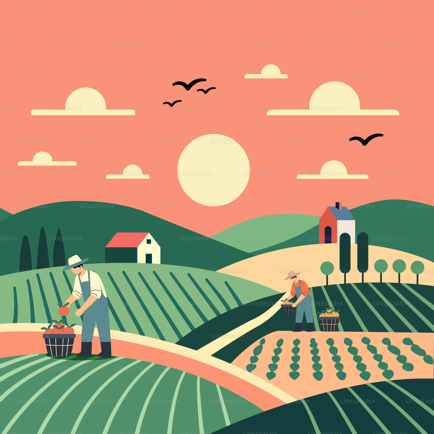 A couple of people are working in a field vector – Rural Image on Unsplash