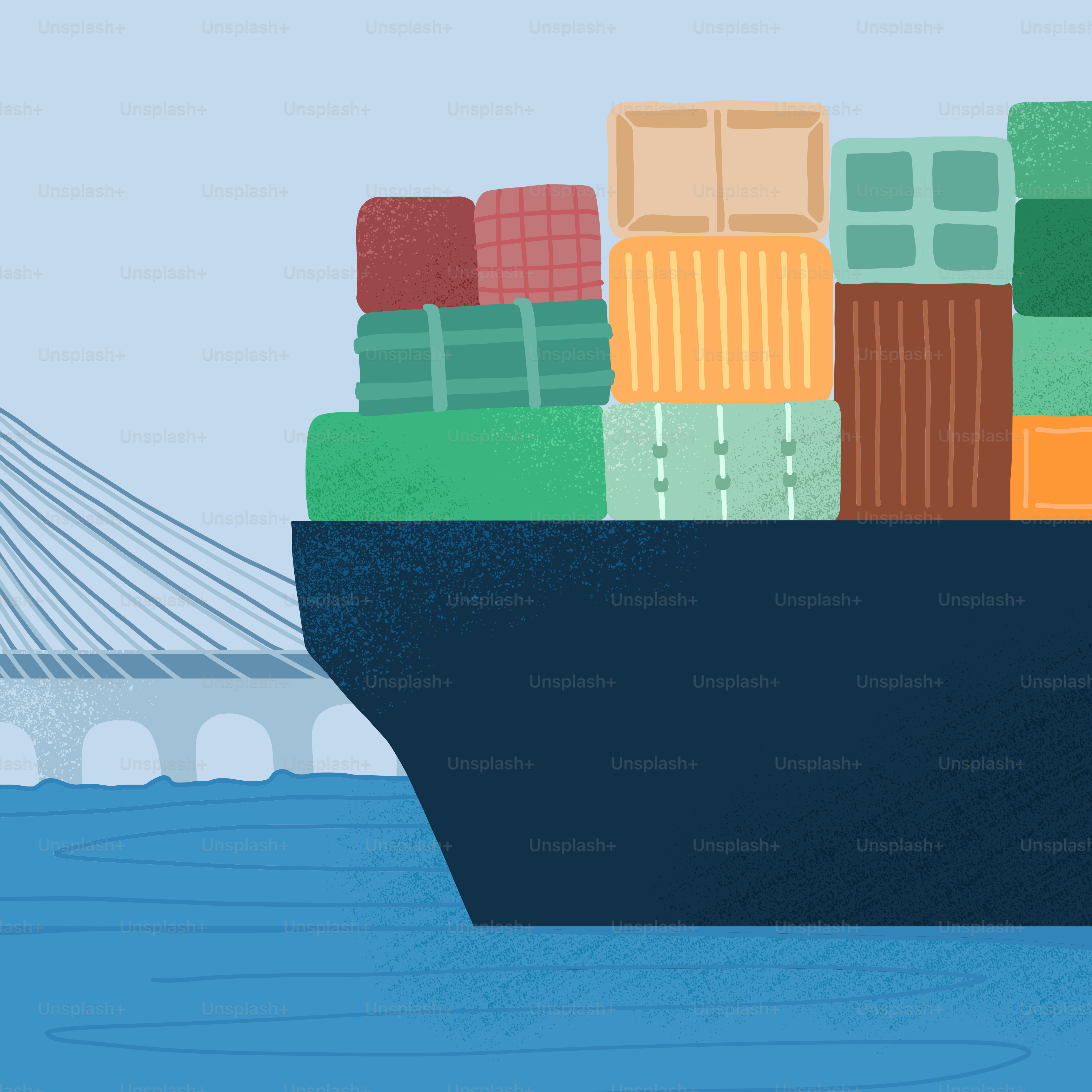 A large cargo ship with stacks of boxes on it vector – Wallpaper Image ...