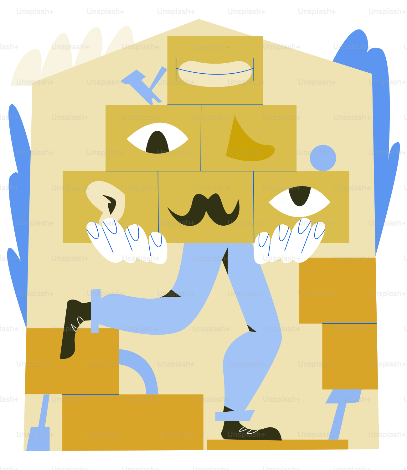 A man with a mustache is moving boxes vector – Building Image on Unsplash