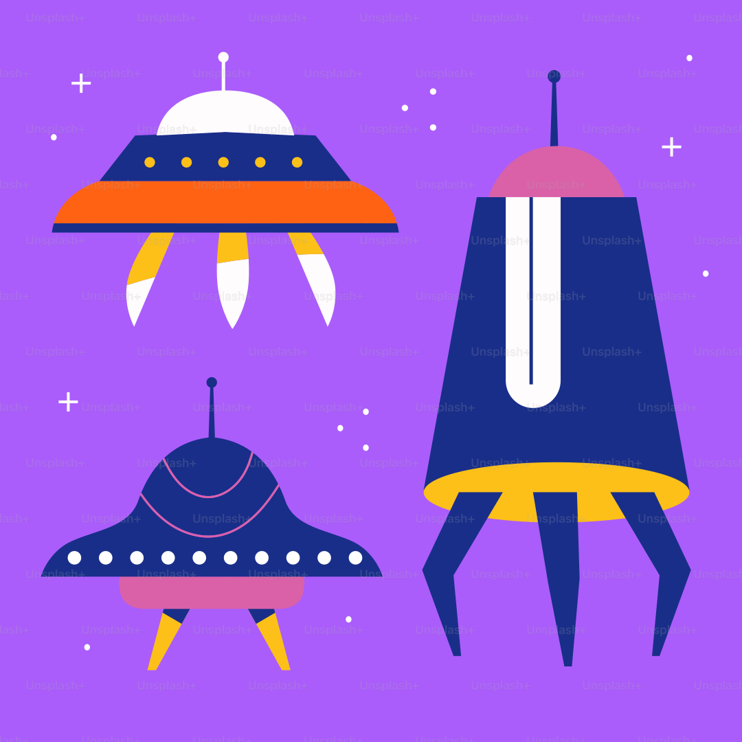 A purple background with three different types of flying objects vector – Ufo Image on Unsplash