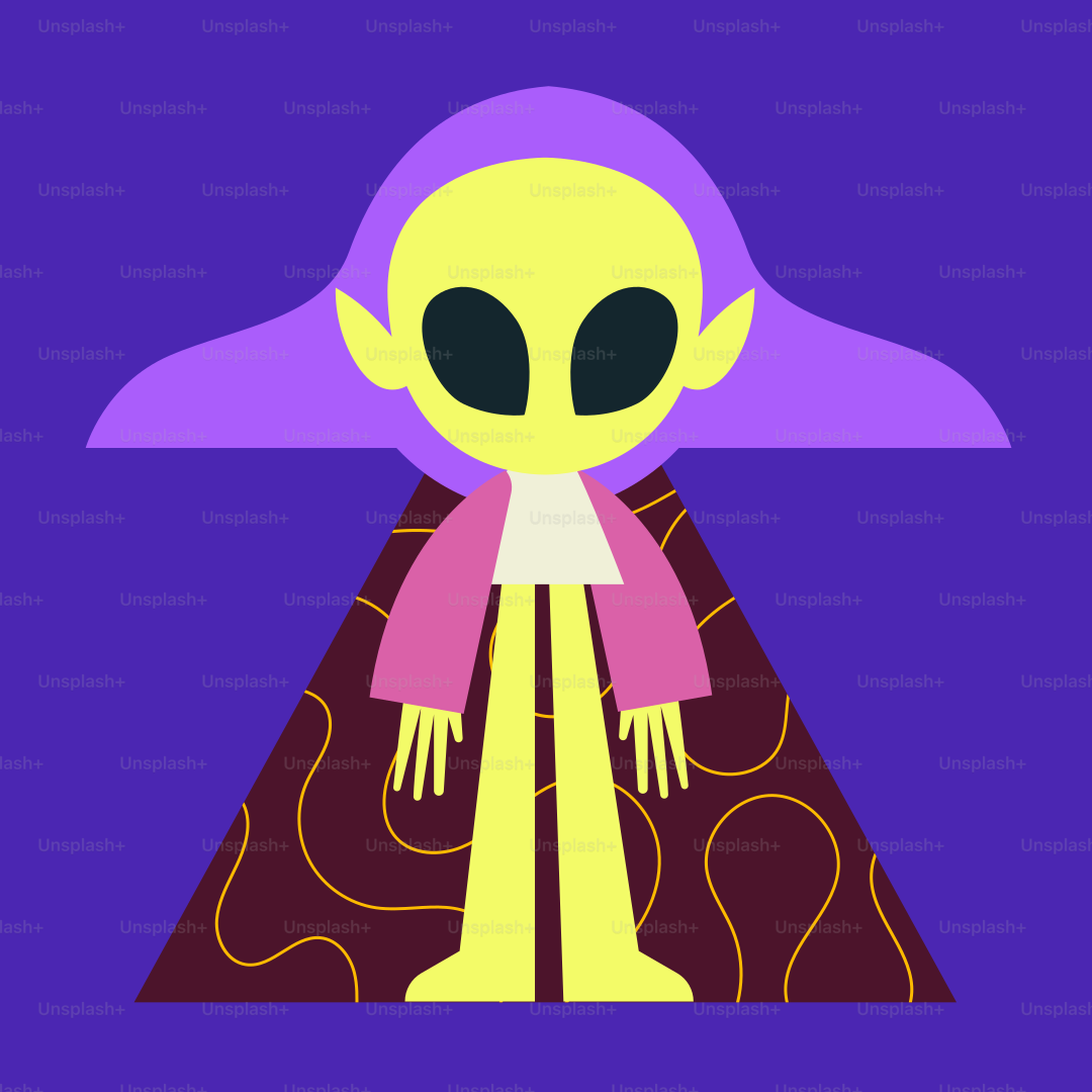 Vektor Seorang alien berdiri di depan latar belakang ungu – Gambar ...