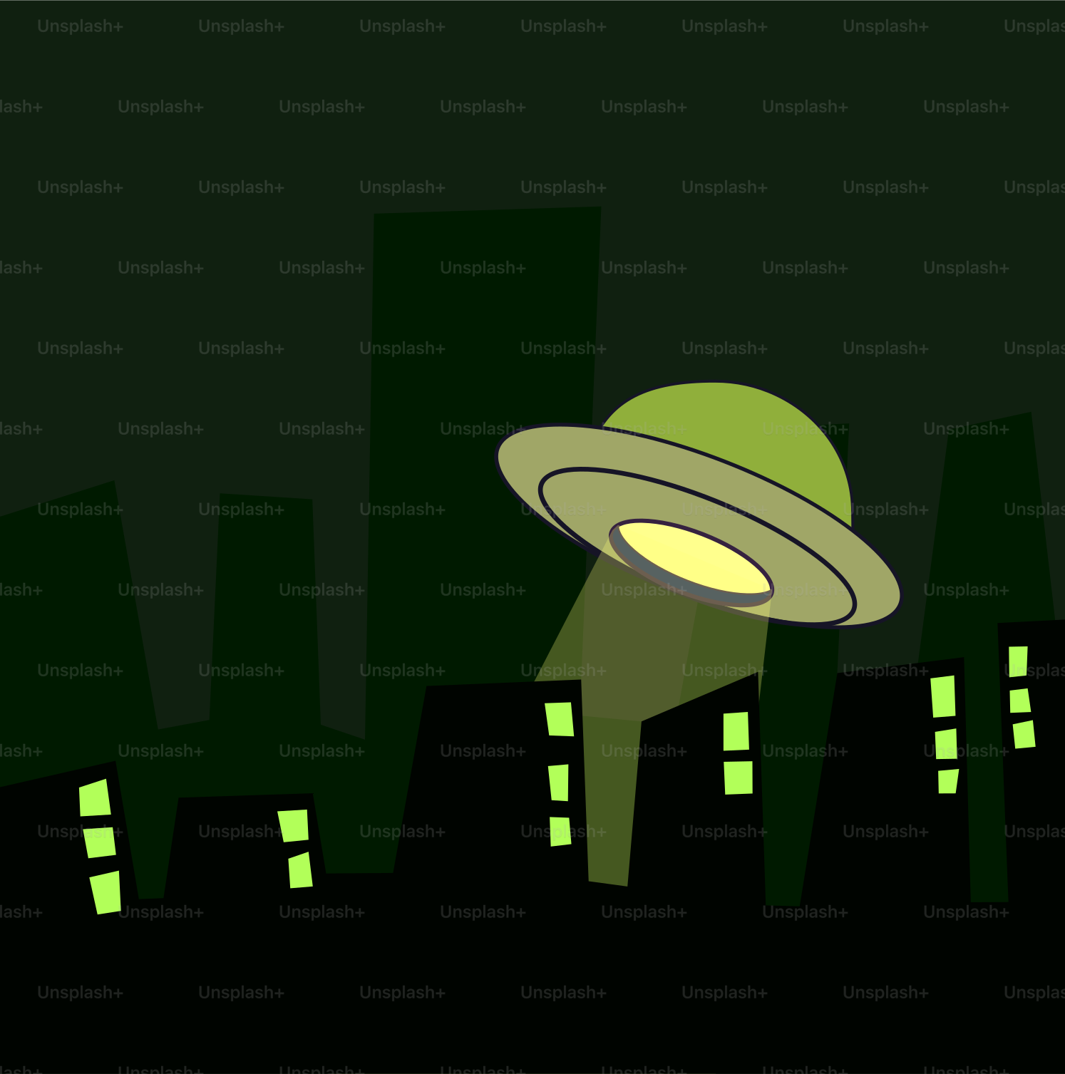 A green alien flying over a city at night vector – Alien Image on Unsplash
