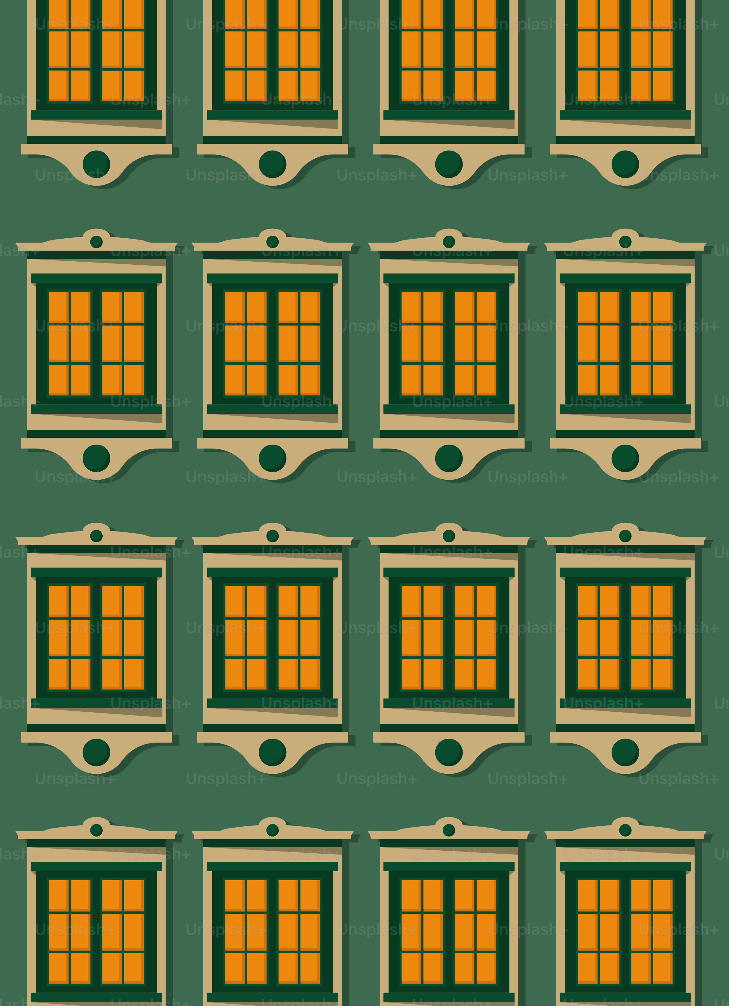 A green wall with a bunch of windows vector – Architecture Image on ...