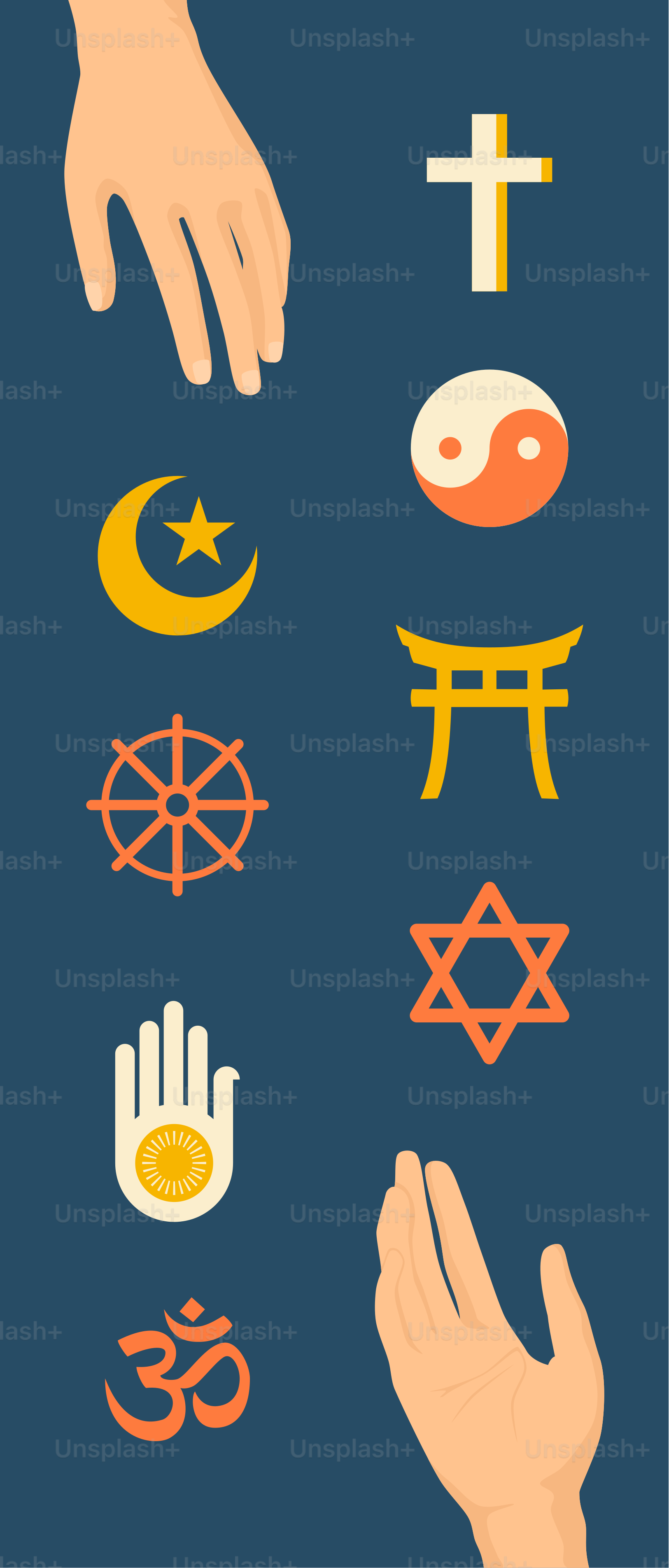 Two hands with symbols surrounding them in a circle vector – Worship ...
