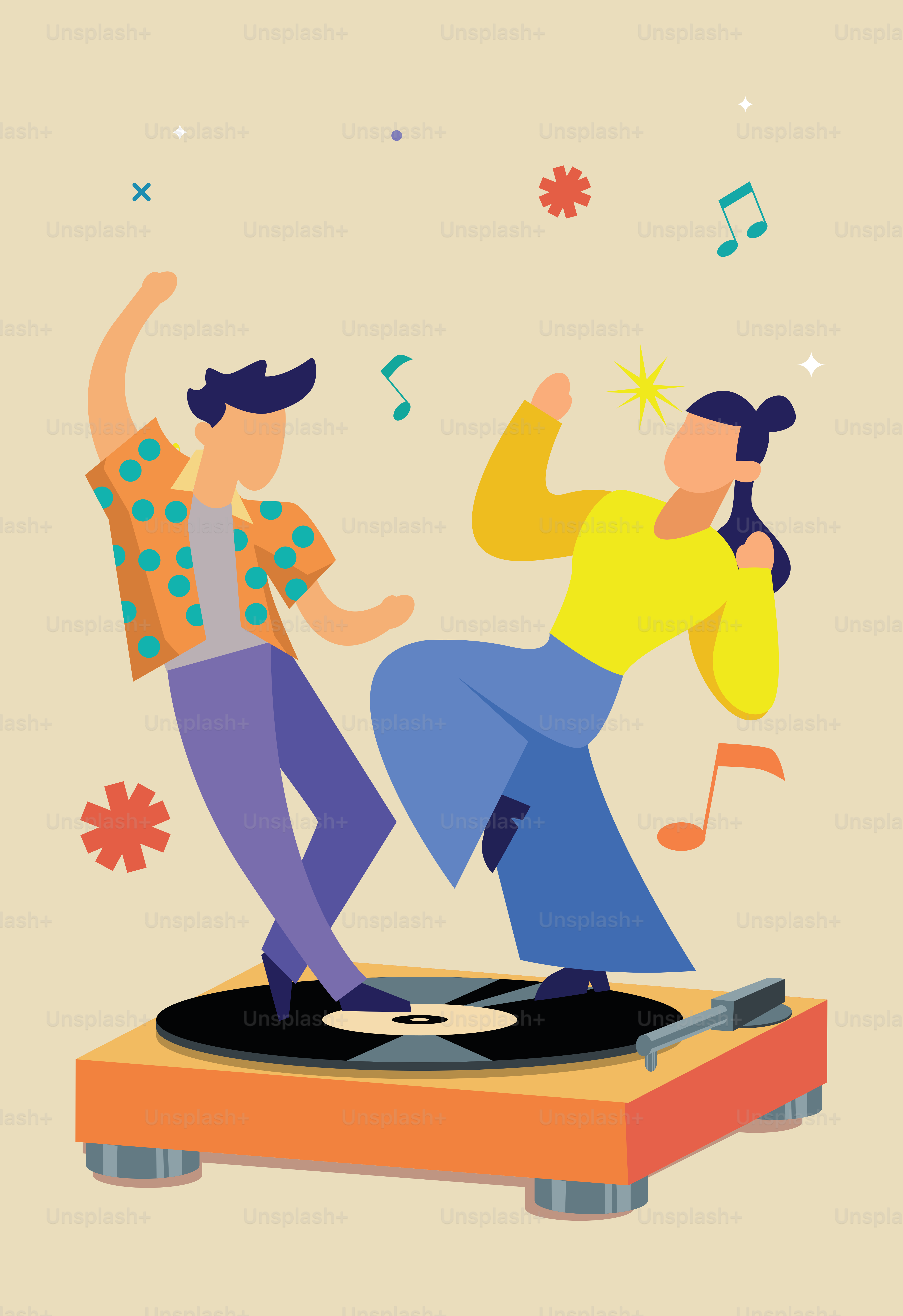 Two people are dancing on a record player vector – Gen z Image on Unsplash