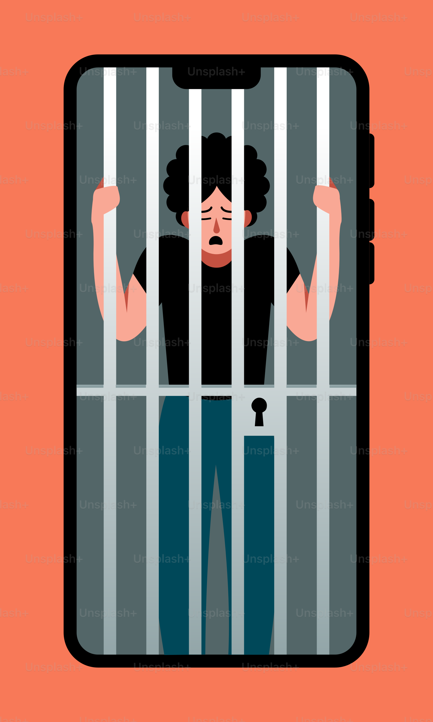 A jail cell phone with a man behind bars vector – Digital community ...