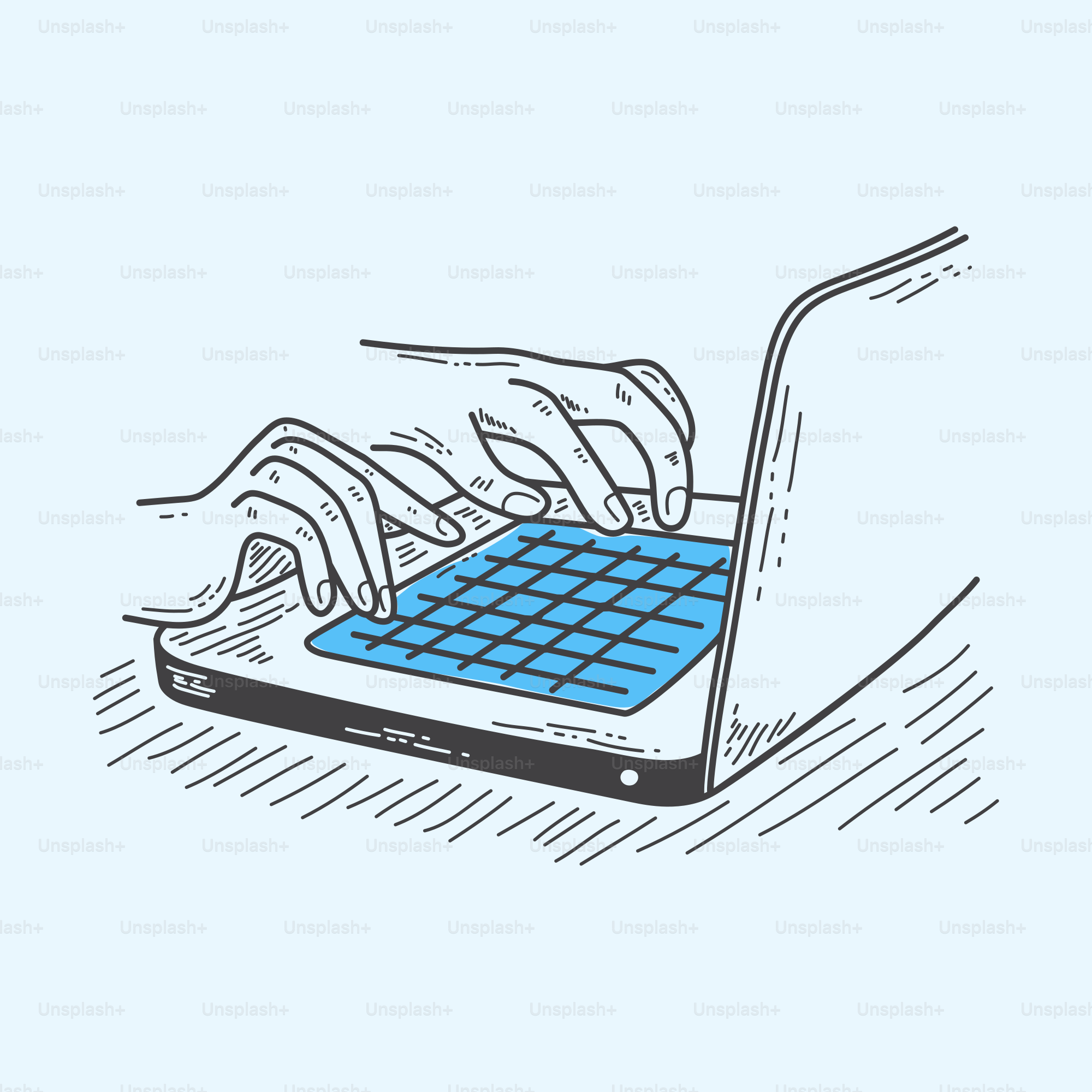 A drawing of a person typing on a laptop vector – Typing Image on Unsplash