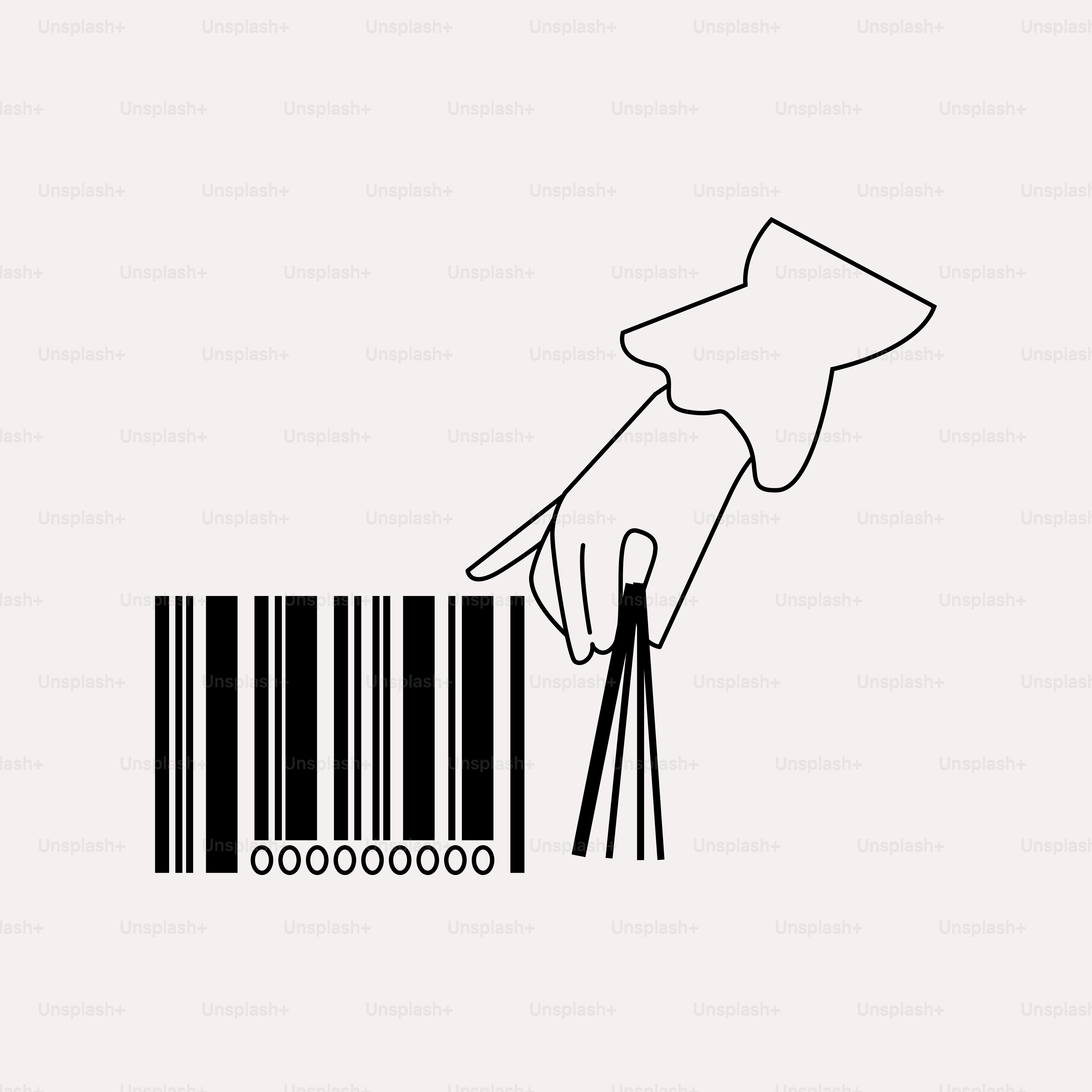 A barcode with a hand reaching for a piece of food vector – Barcode ...