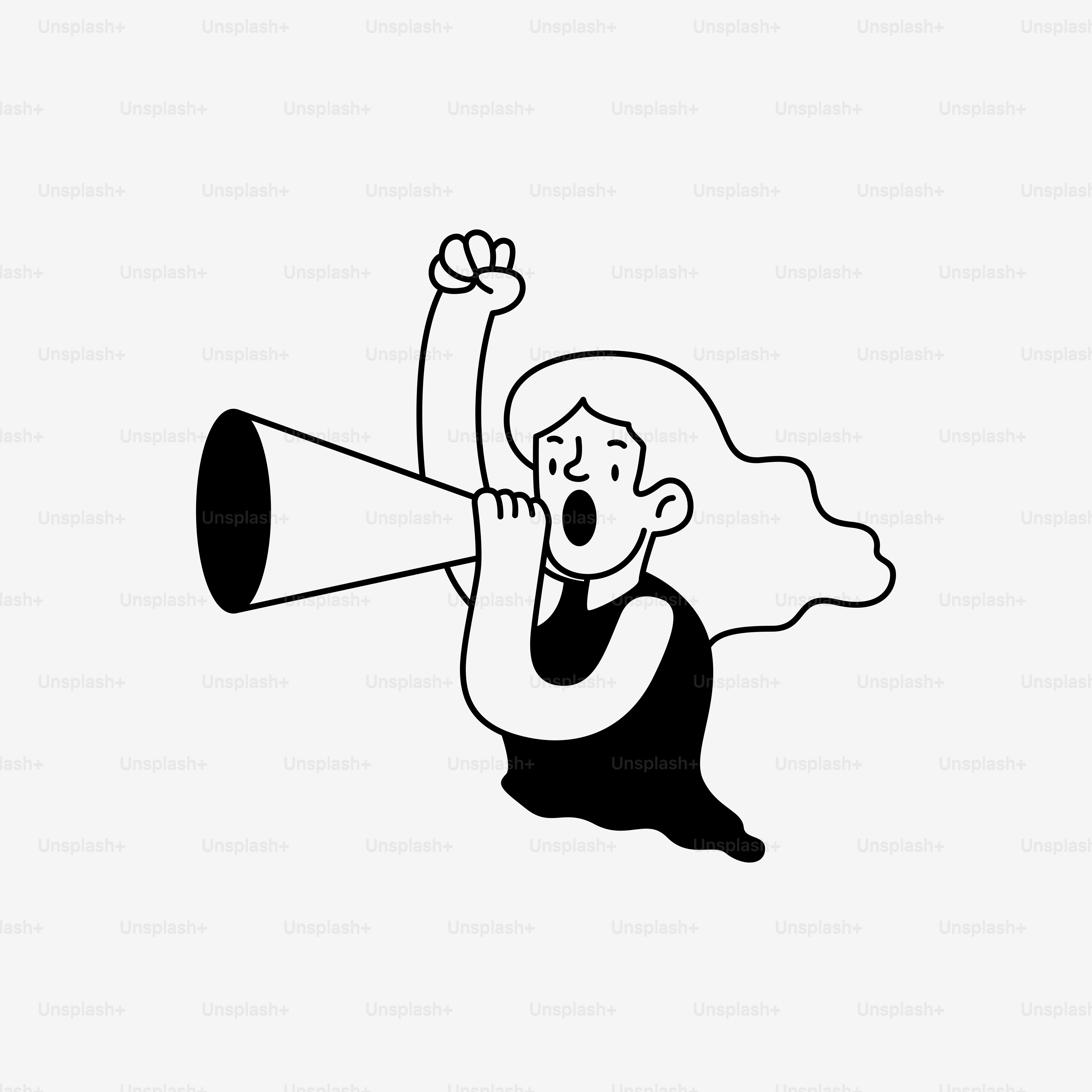 Una persona con un megáfono en la mano vector – Imagen de Doodle en ...