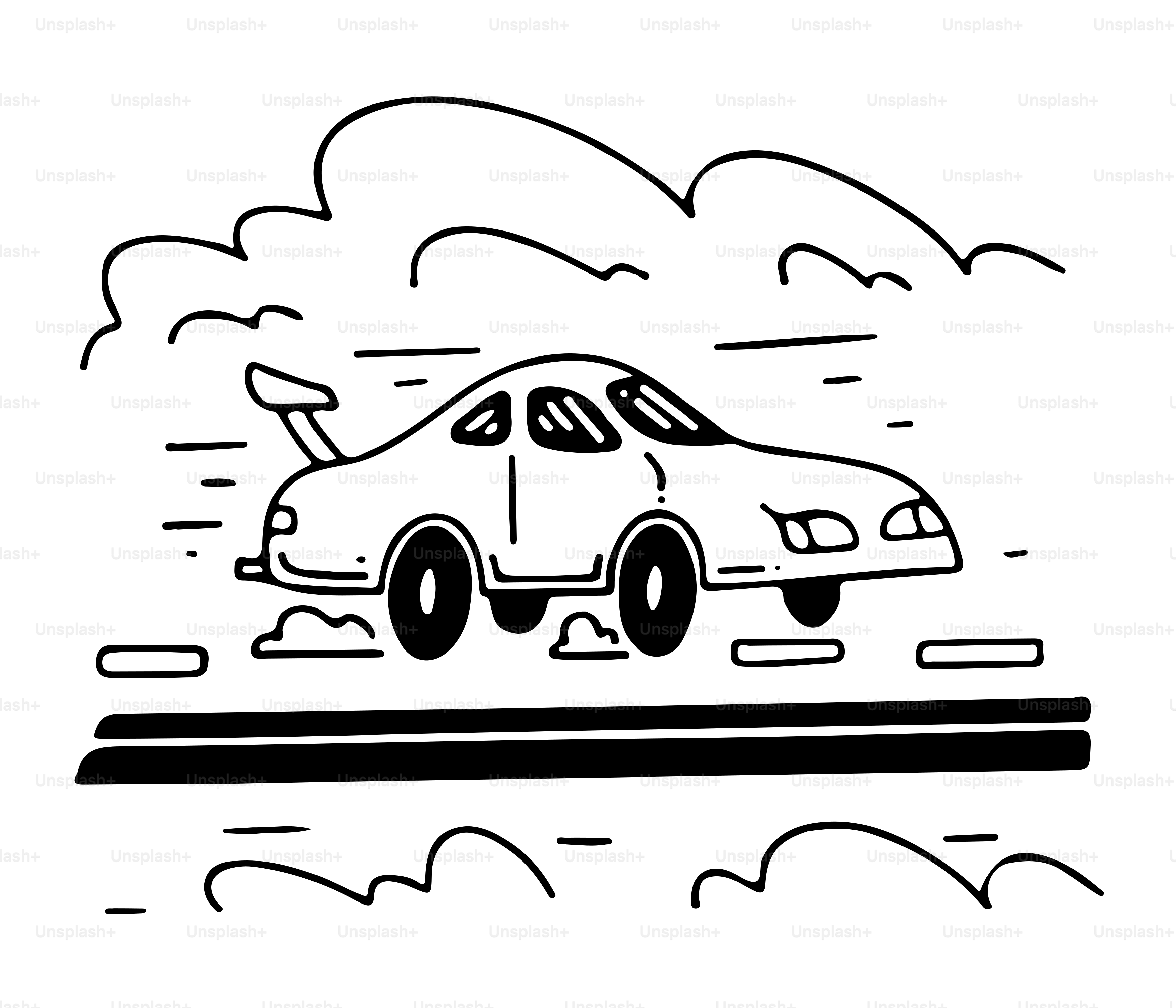 A drawing of a car driving down a road vector – Doodle Image on Unsplash