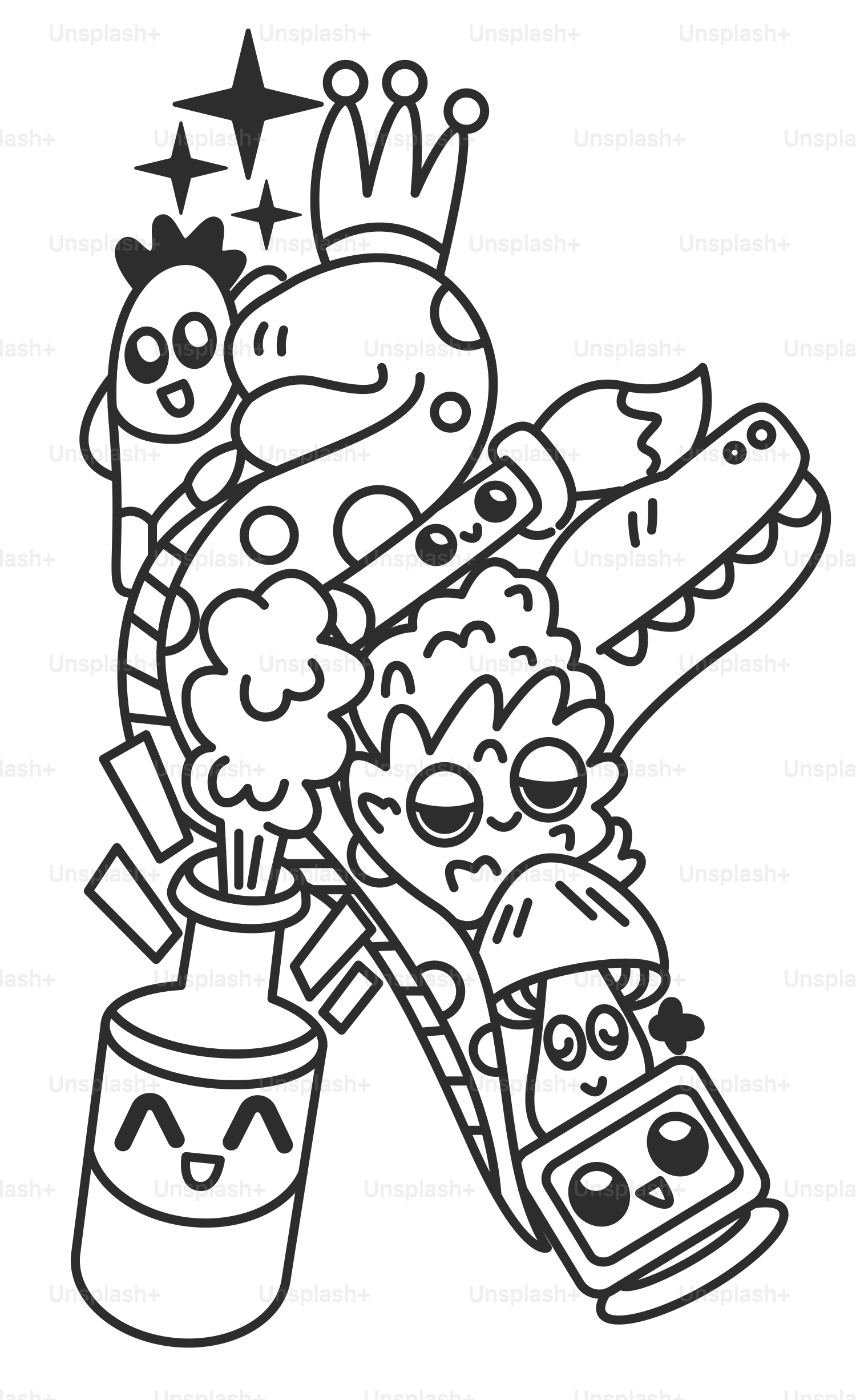 A drawing of a bunch of cartoon characters vector – Character Image on ...