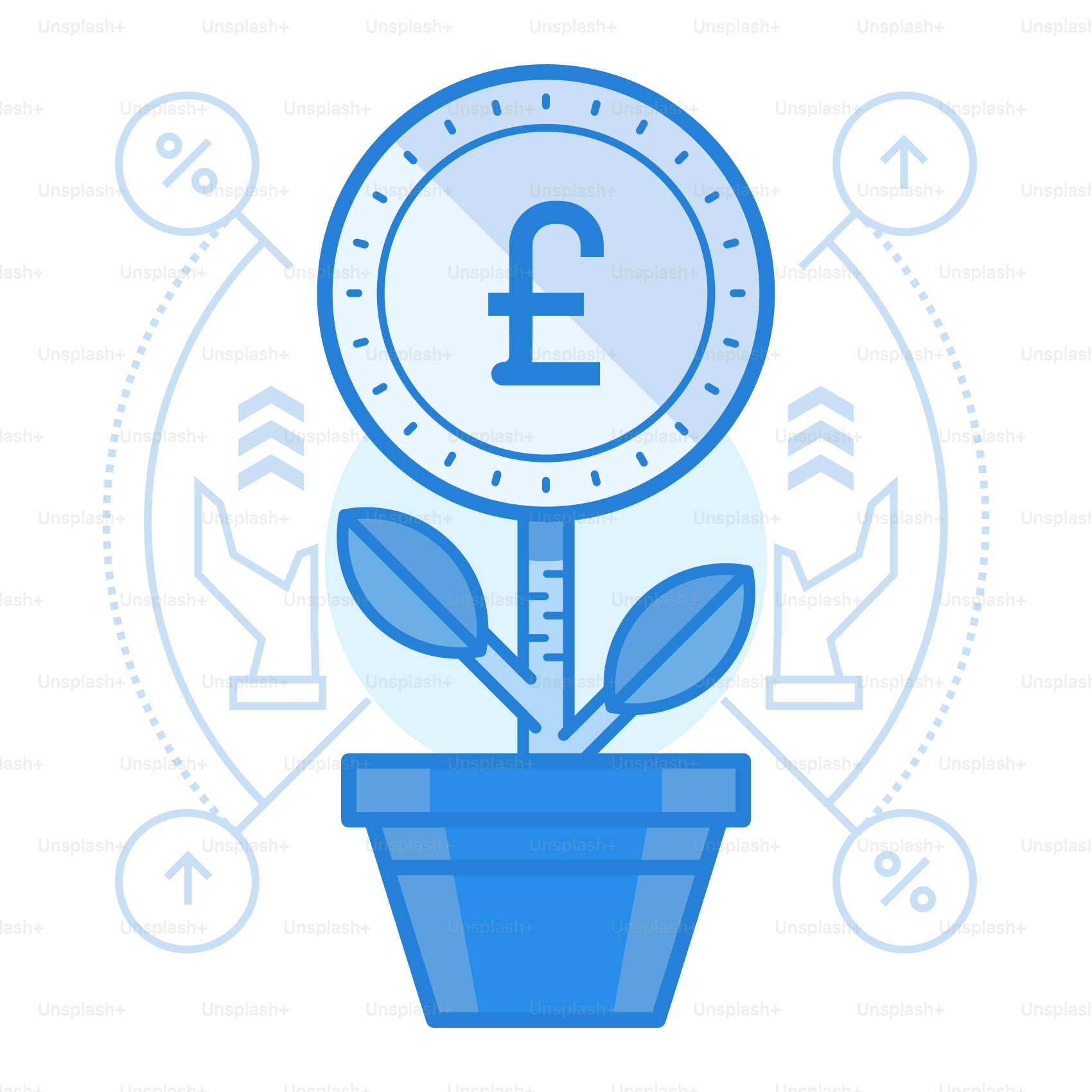 Vektor Tanaman pot dengan tanda pound di atasnya – Gambar Bisnis di ...