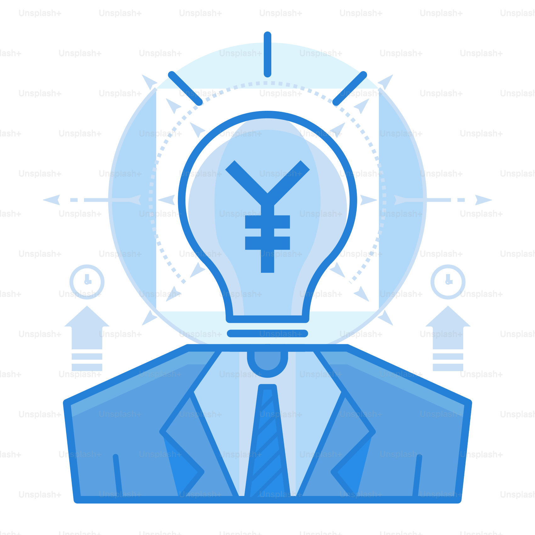 Vektor Seorang pria dengan bola lampu di atas kepalanya – Gambar Bisnis ...