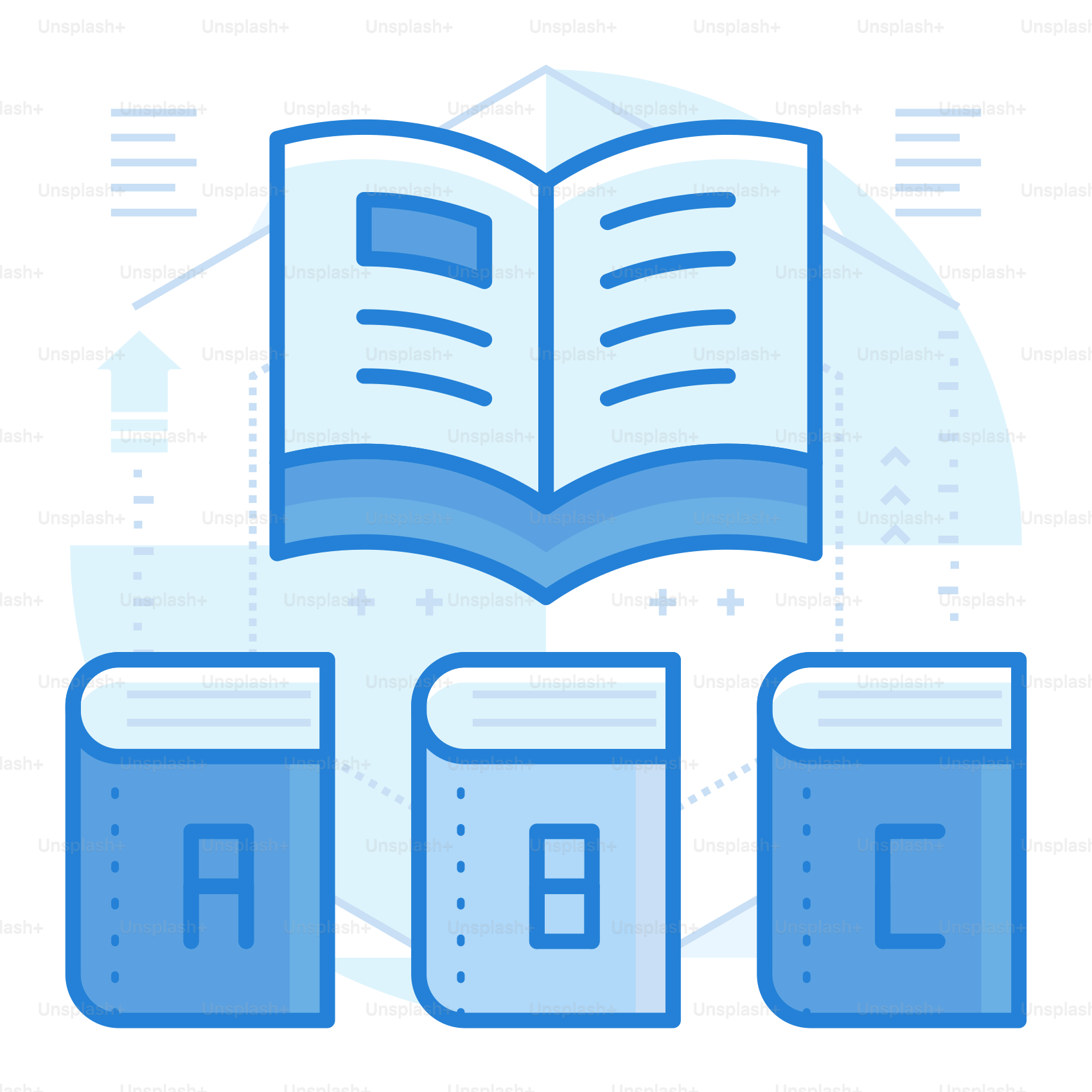 Un libro azul con tres libros encima vector – Imagen de Educación en ...