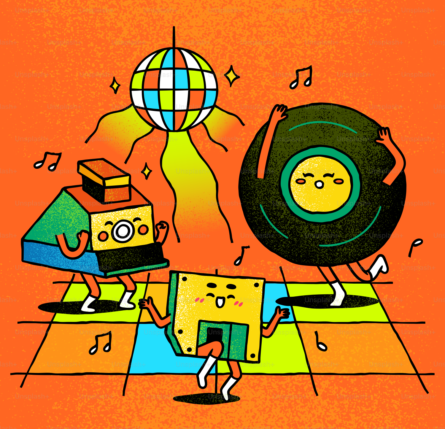A cartoon of a record player and a record player vector – Background ...
