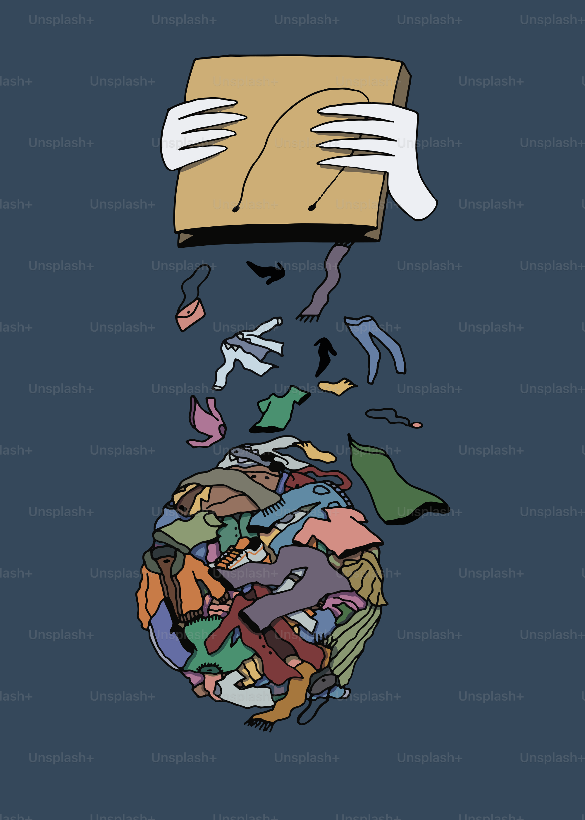 A picture of a bunch of trash floating in the air vector ...