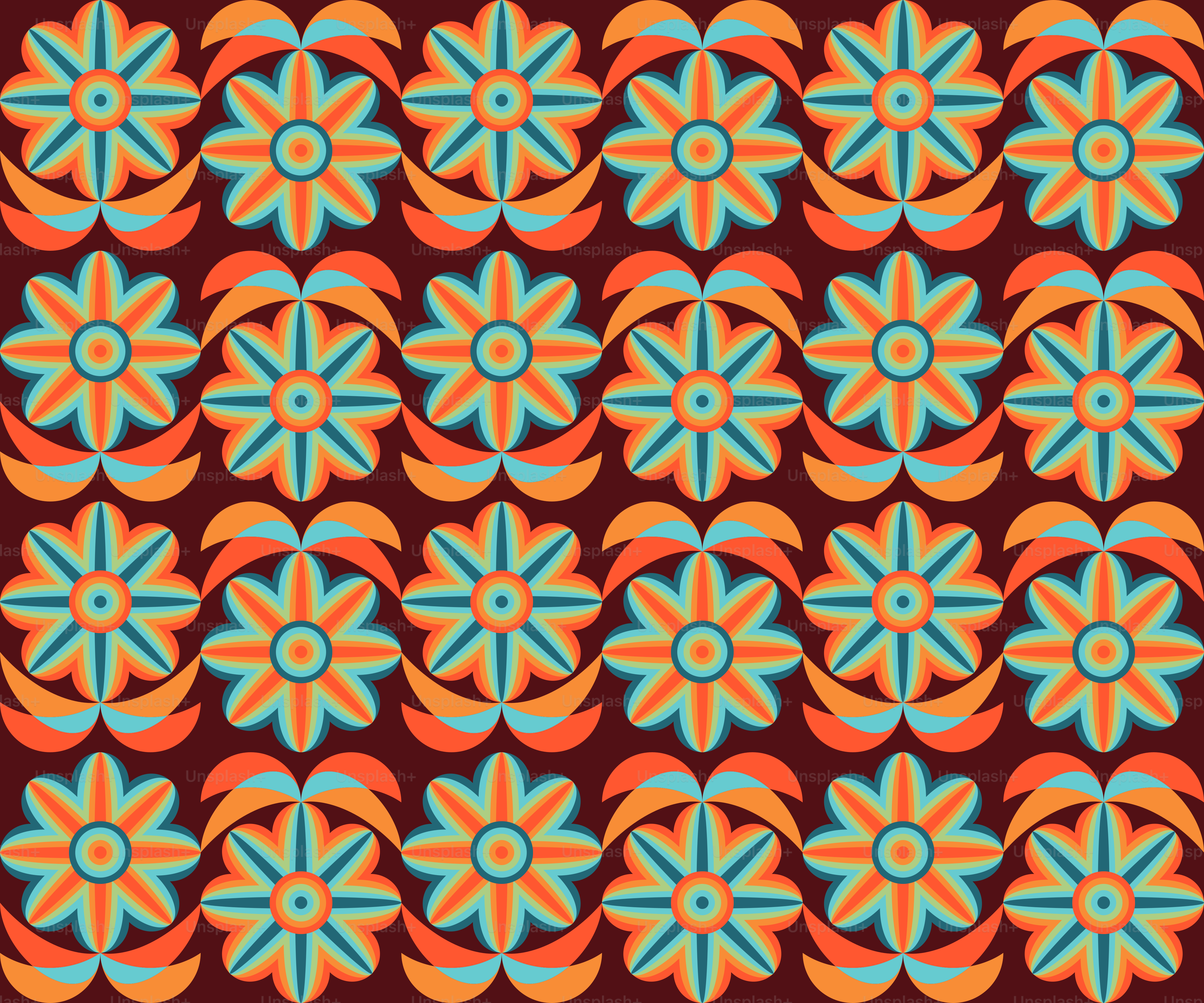 A red background with a blue and orange pattern vector – Hippy Image on ...