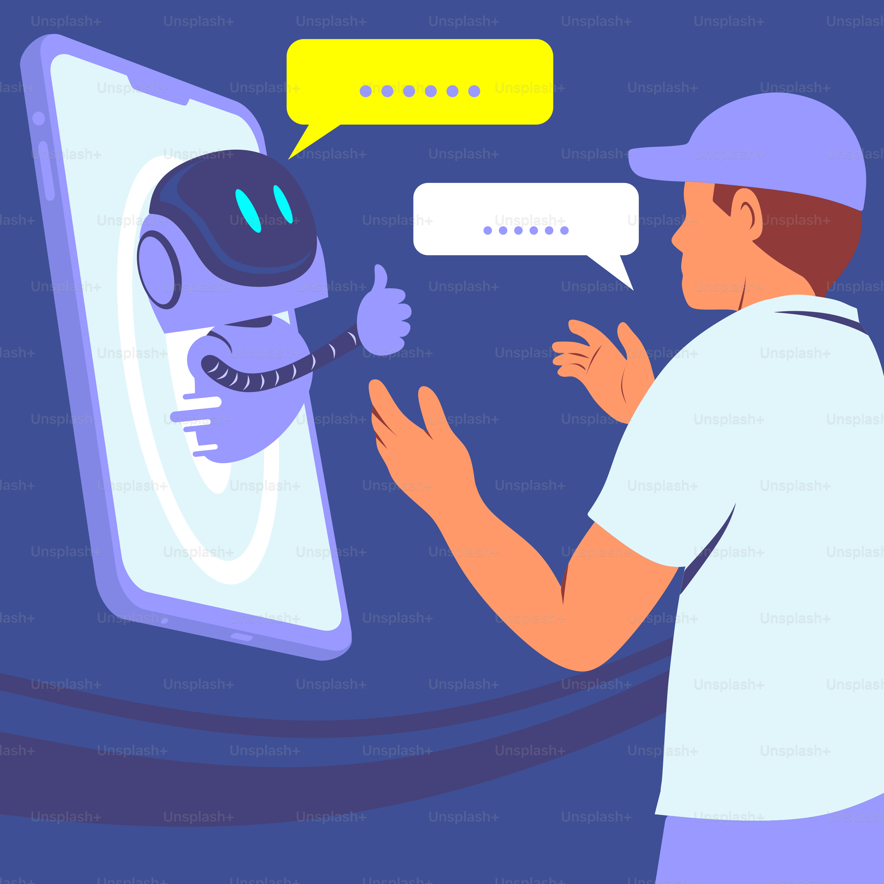 A man is talking to a robot in front of a mirror vector – Artificial ...