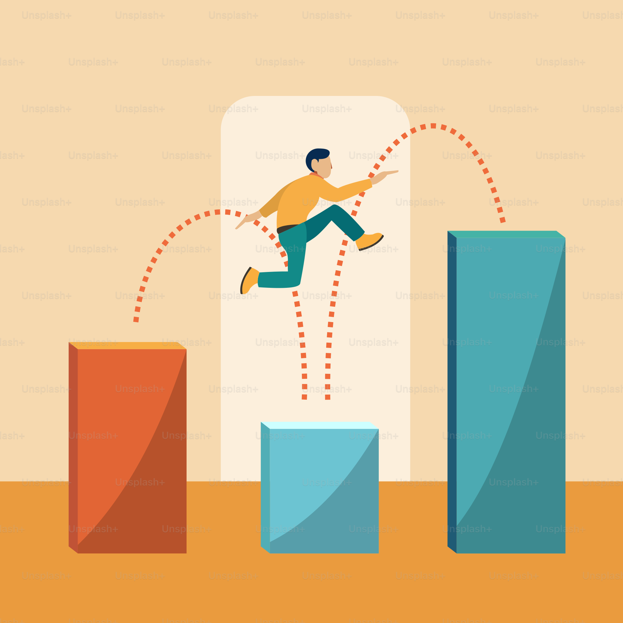 A man is jumping over a bar chart vector – Vector Image on Unsplash