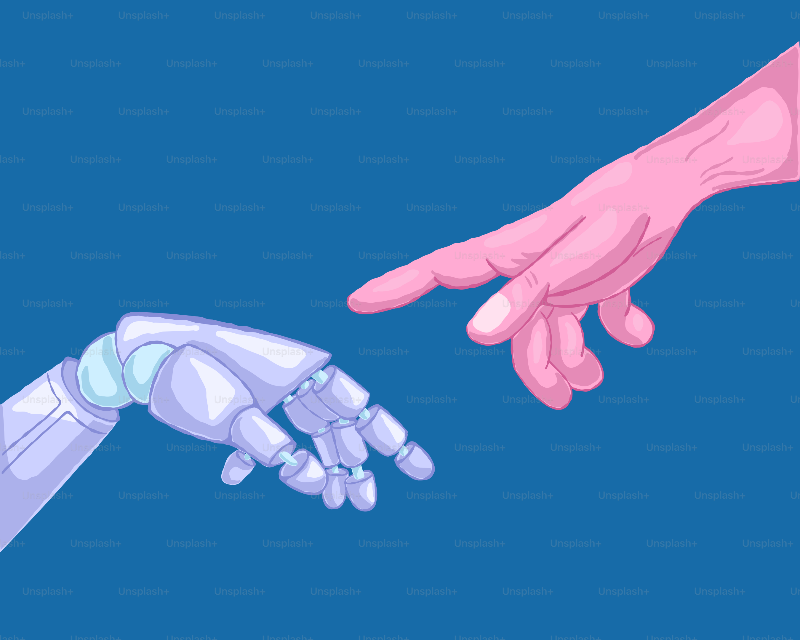Two hands reaching out towards each other vector – Creation of ai Image ...