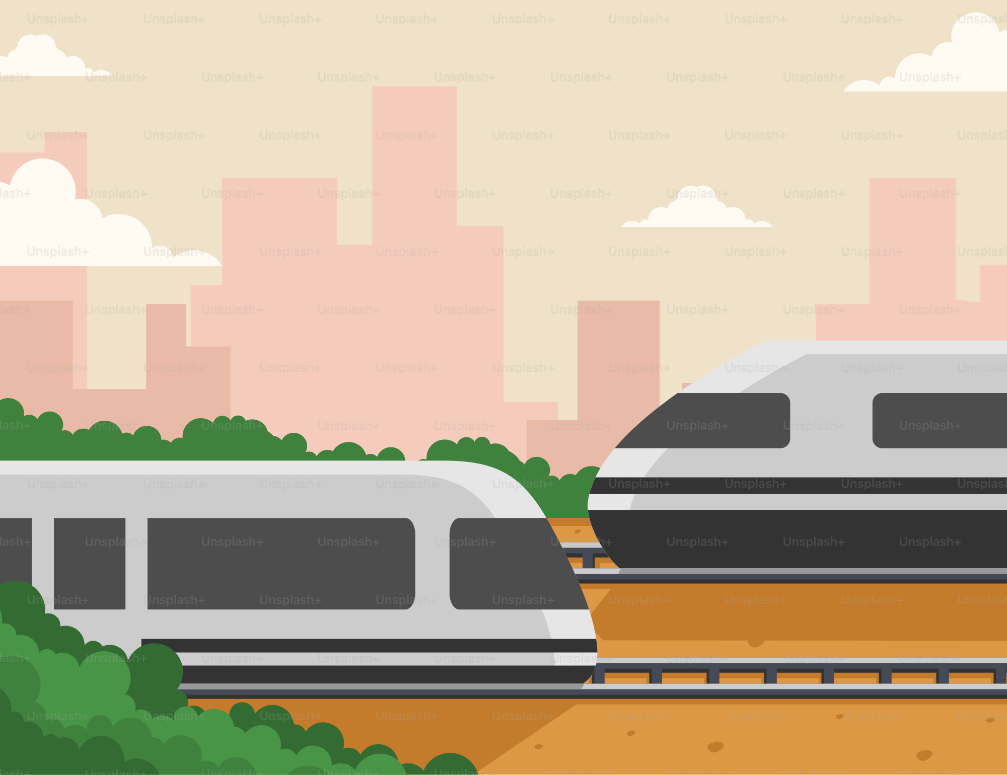 A cartoon of a train crossing a railroad track vector – Illustration ...