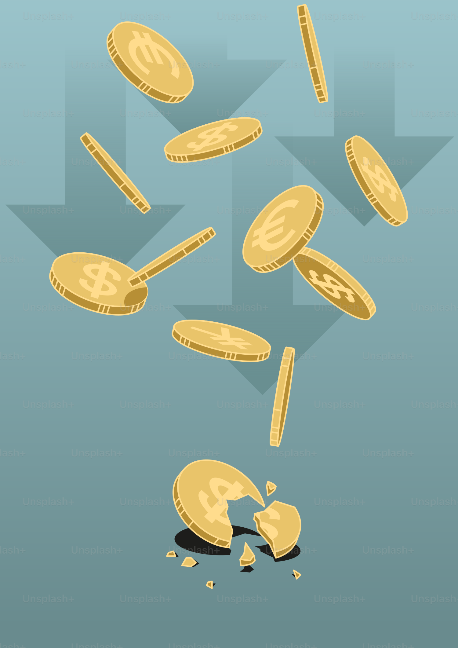 A bunch of coins falling into the air vector – Vector Image on Unsplash