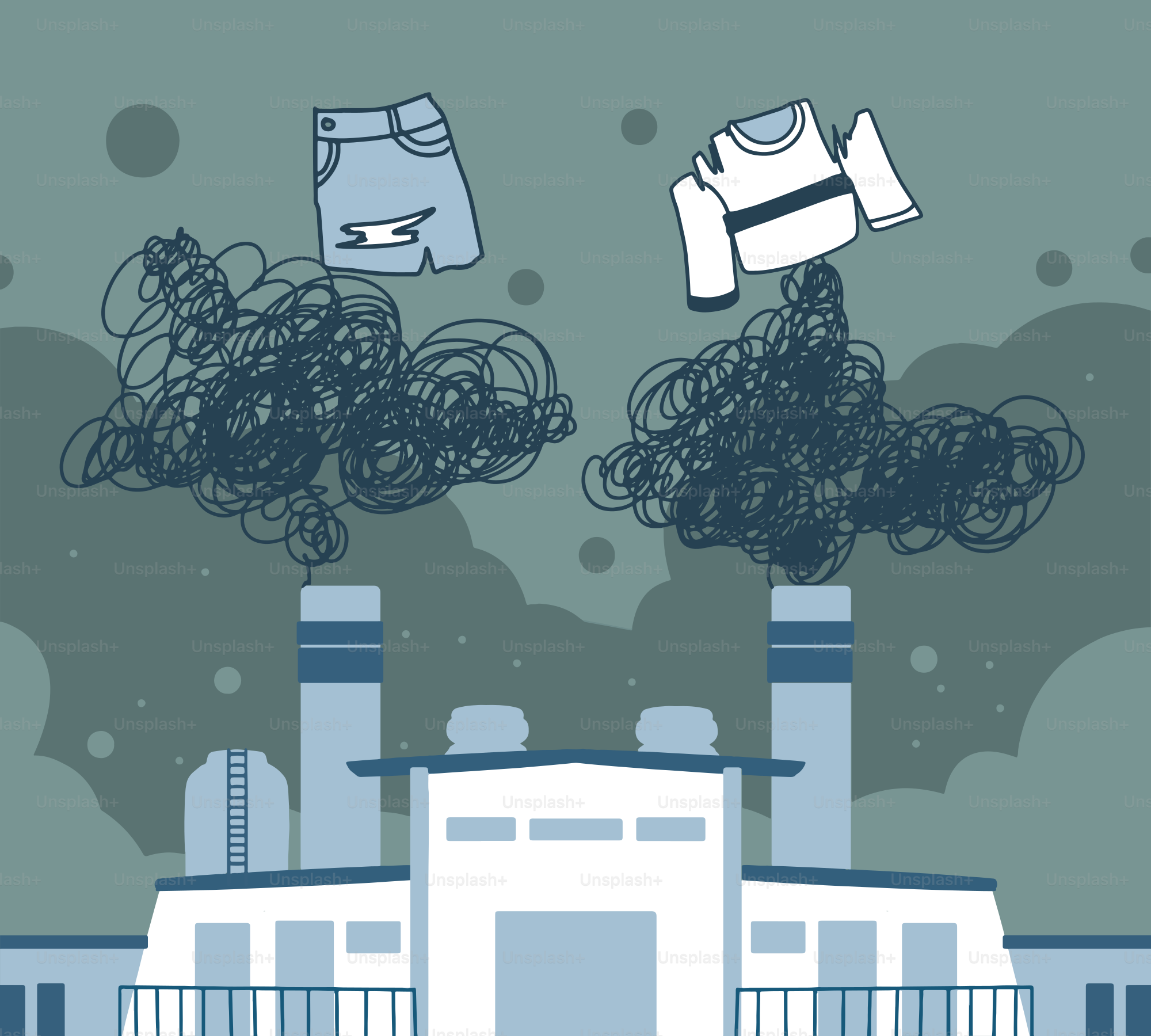 Una imagen de una fábrica de la que sale mucho humo vector – Imagen de ...