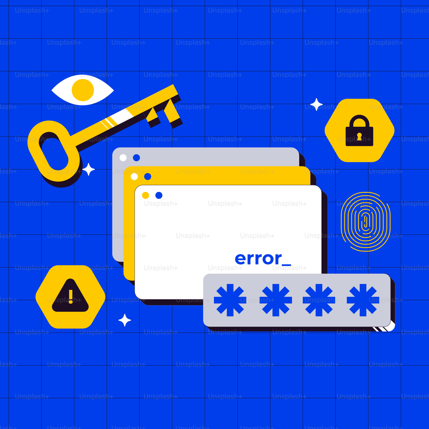 Un fondo azul con iconos amarillos y blancos vector – Imagen de ...