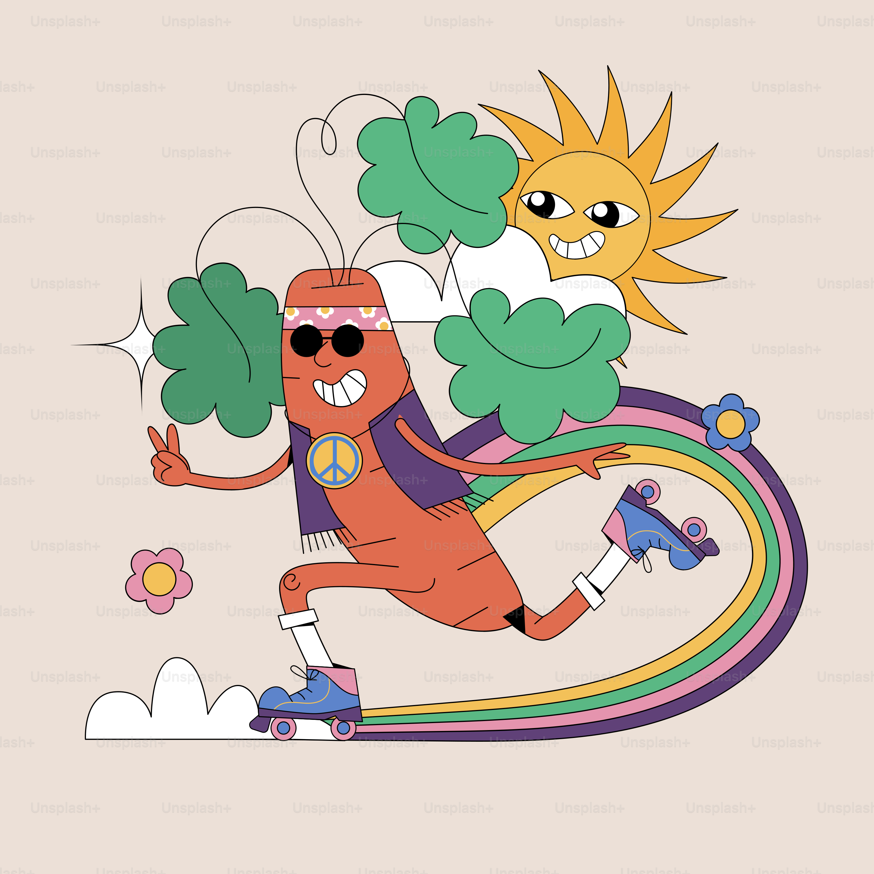 A cartoon of a person running with a rainbow vector – 70s Image on Unsplash