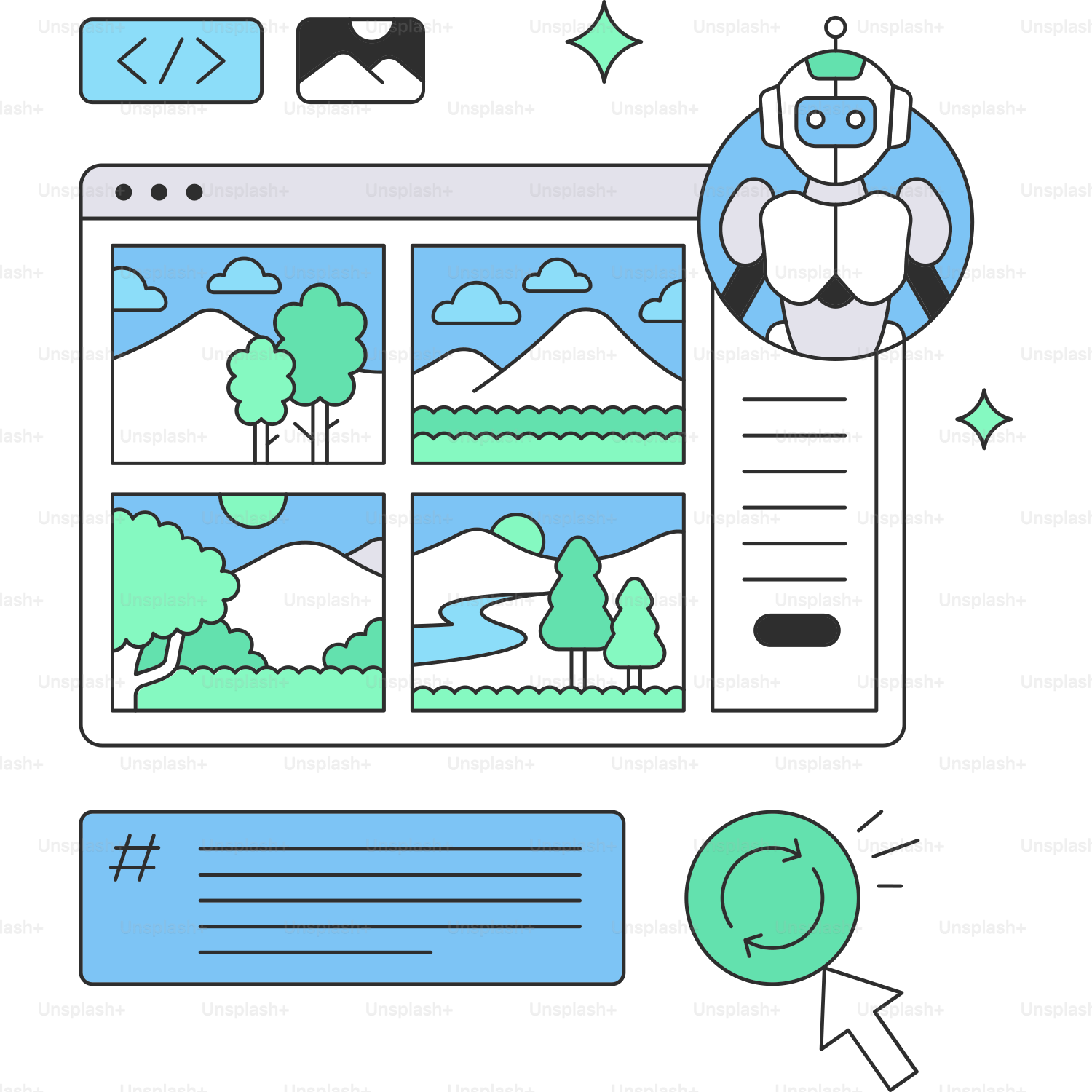 A web page with a robot on it vector – Generative ai Image on Unsplash
