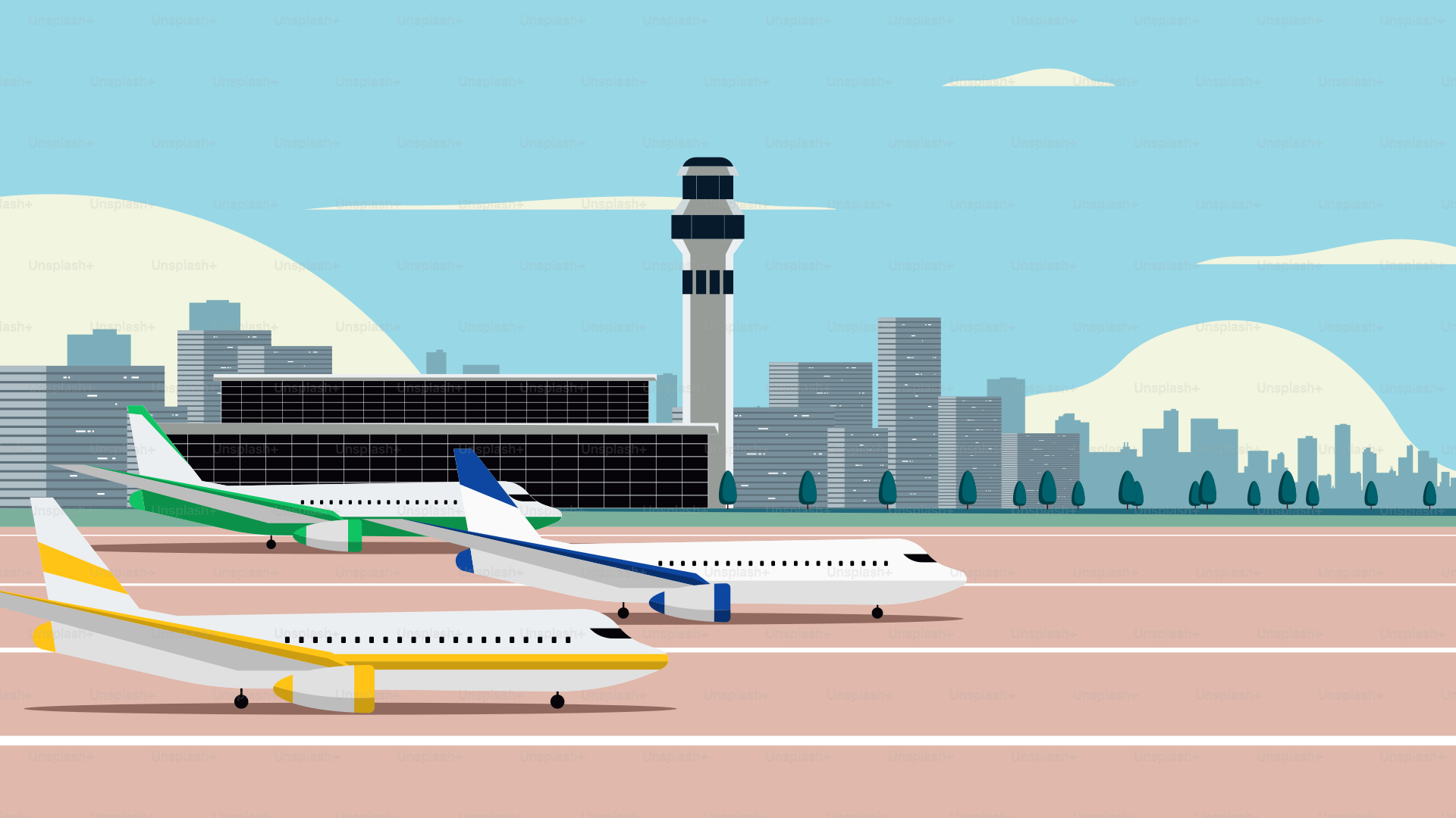 Cartoon Airplane Landing