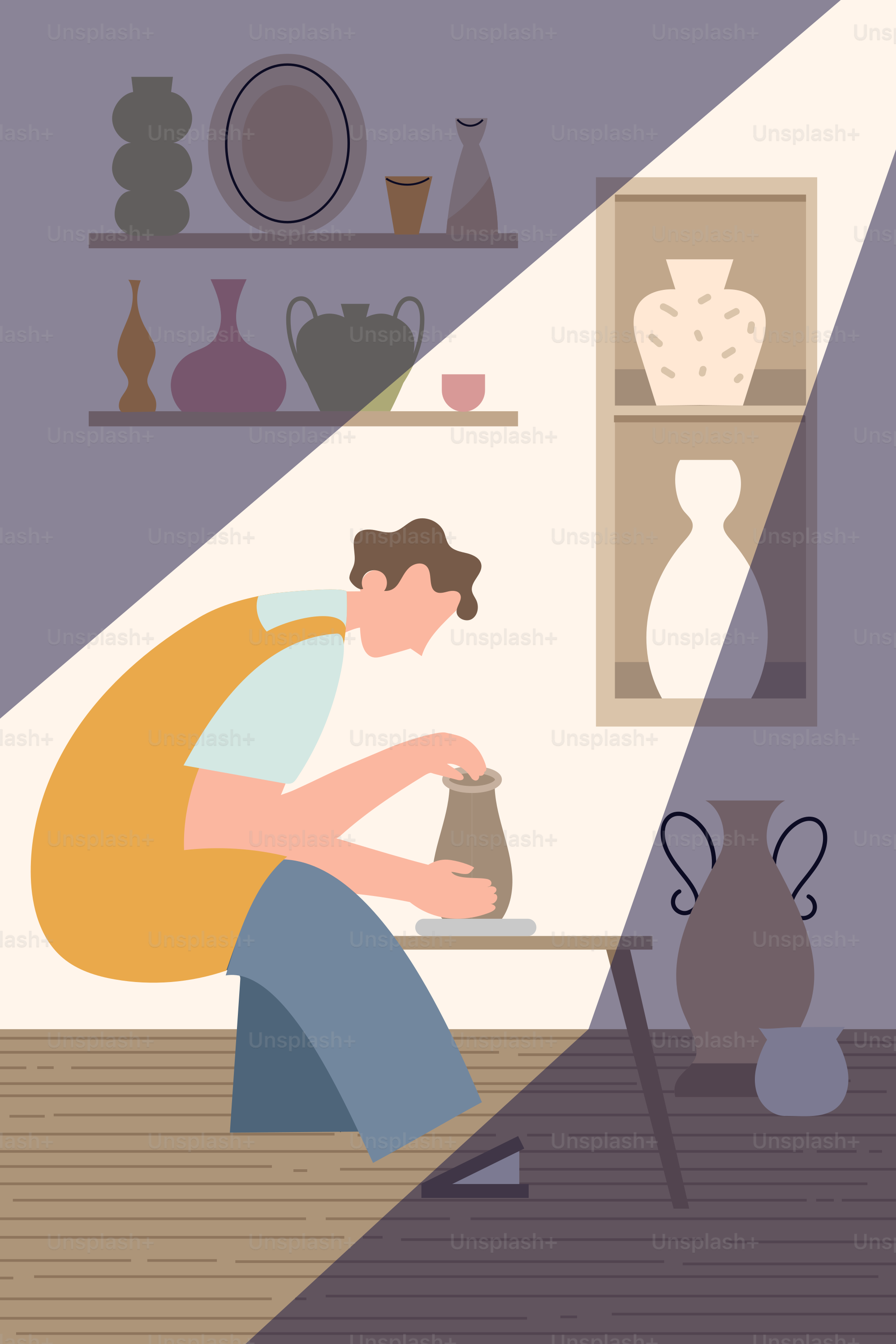 Una Persona Sentada En Una Silla En Una Habitación Vector Imagen De