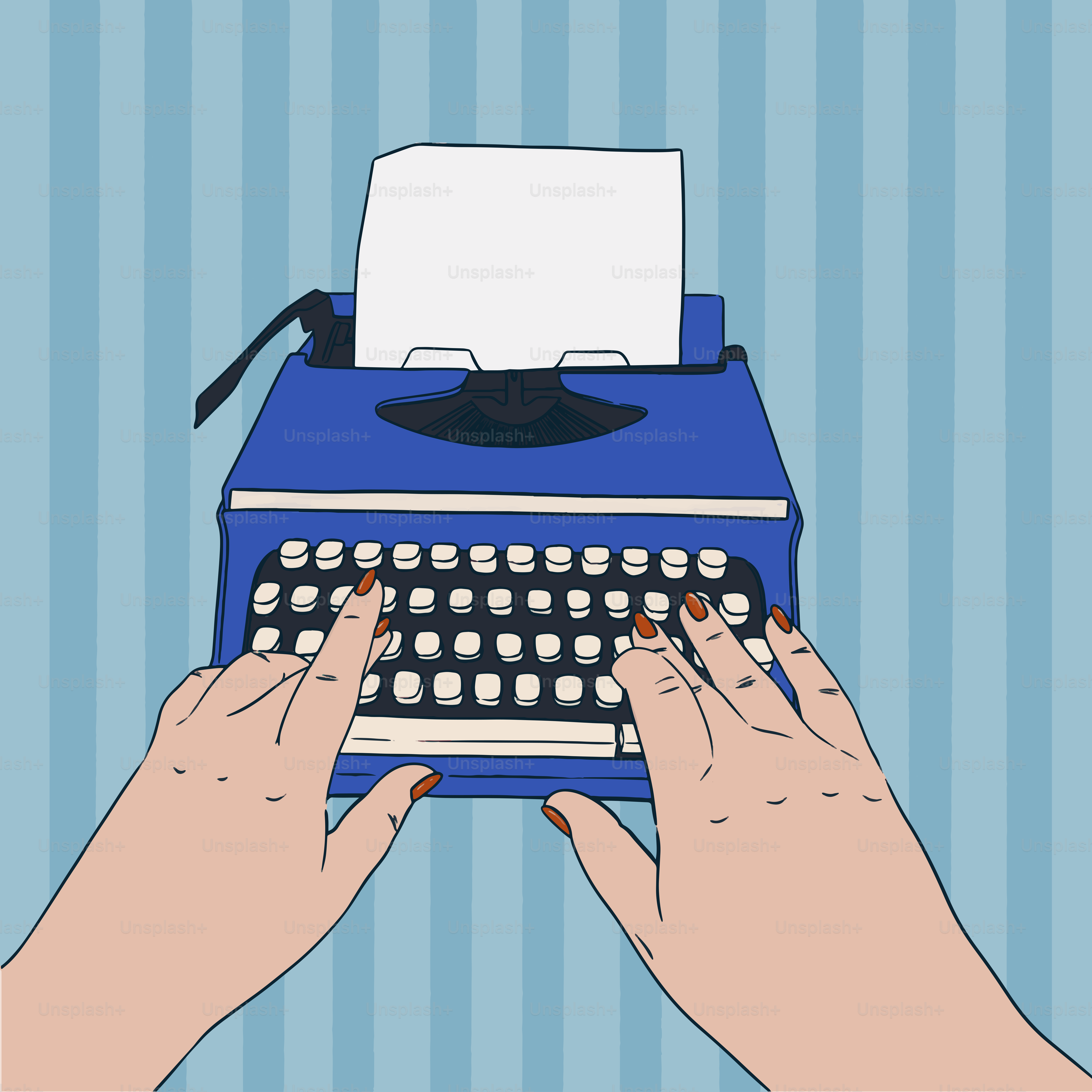 A person typing on an old fashioned typewriter vector – Author Image on ...