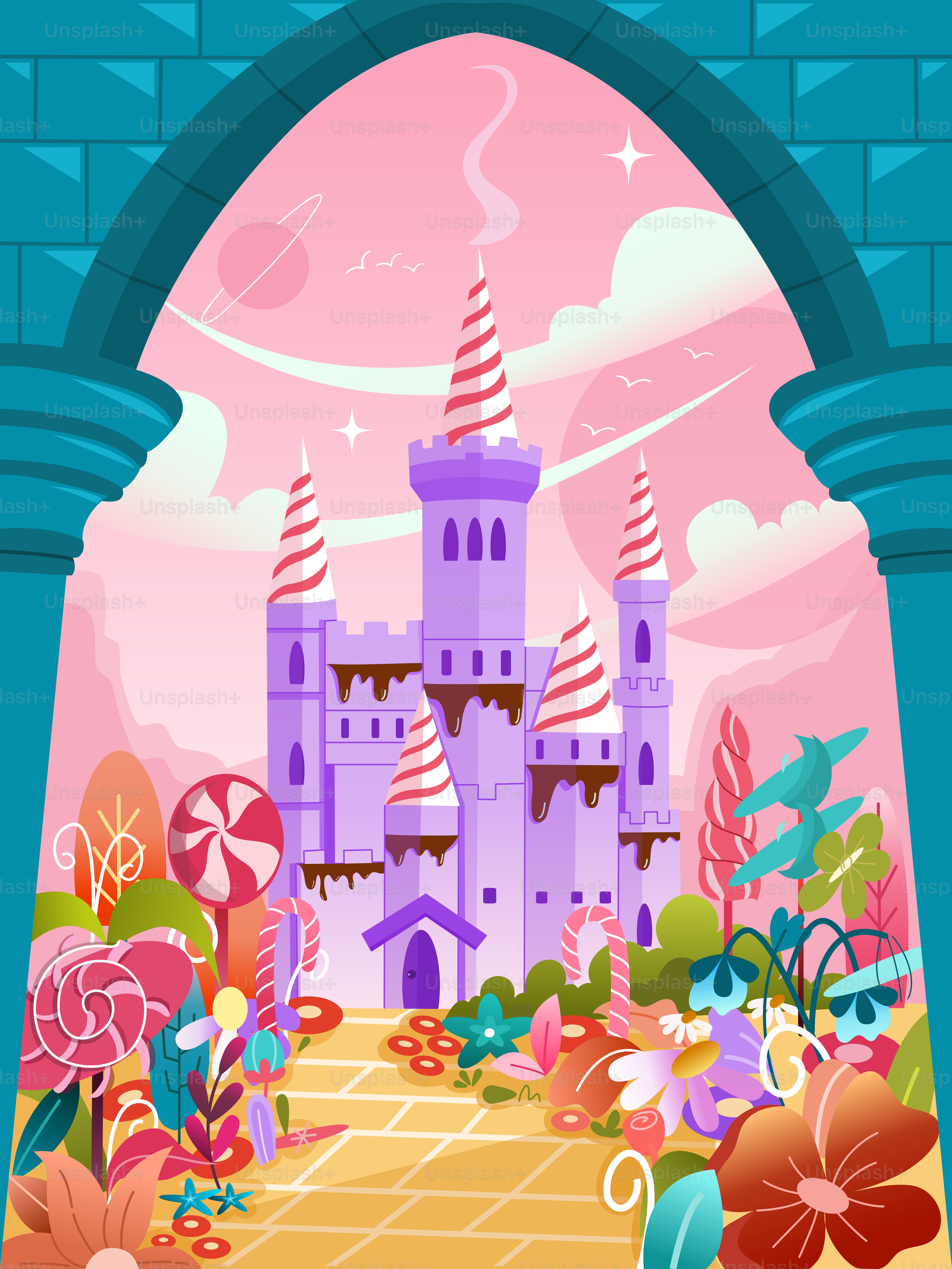 Cartoon Princess Castle Drawing