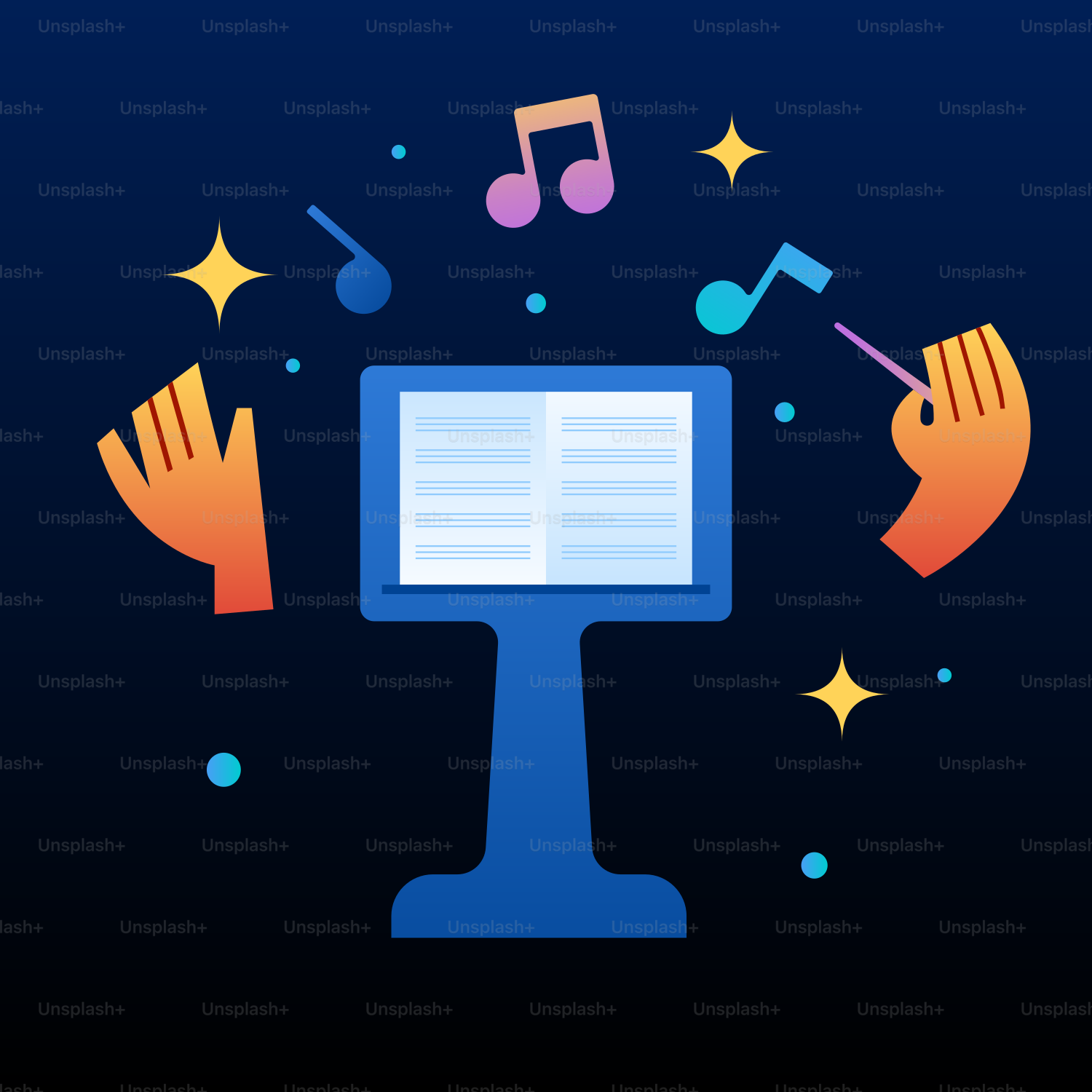 A computer screen with music notes coming out of it vector – Musicians ...