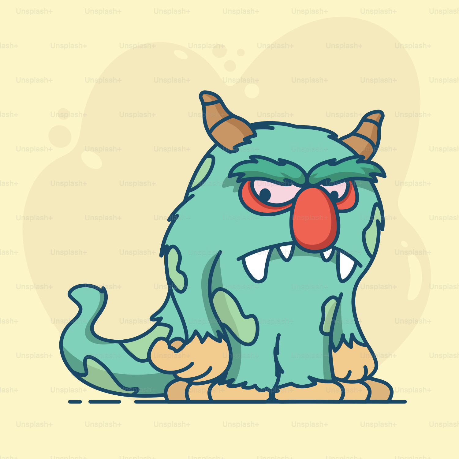 A green monster with horns and a red nose vector – Characters Image on ...