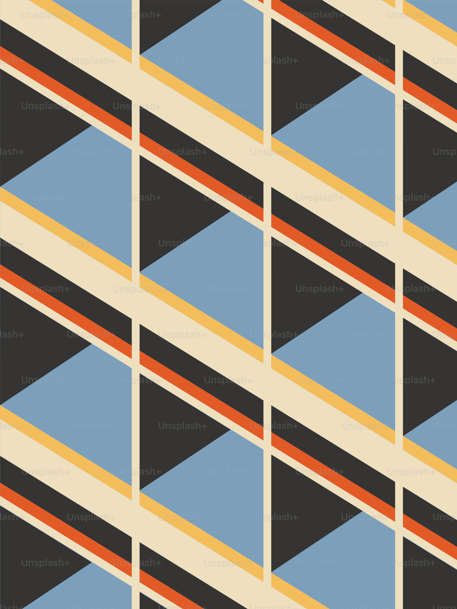 A wallpaper with a geometric design in blue, orange, and yellow vector ...