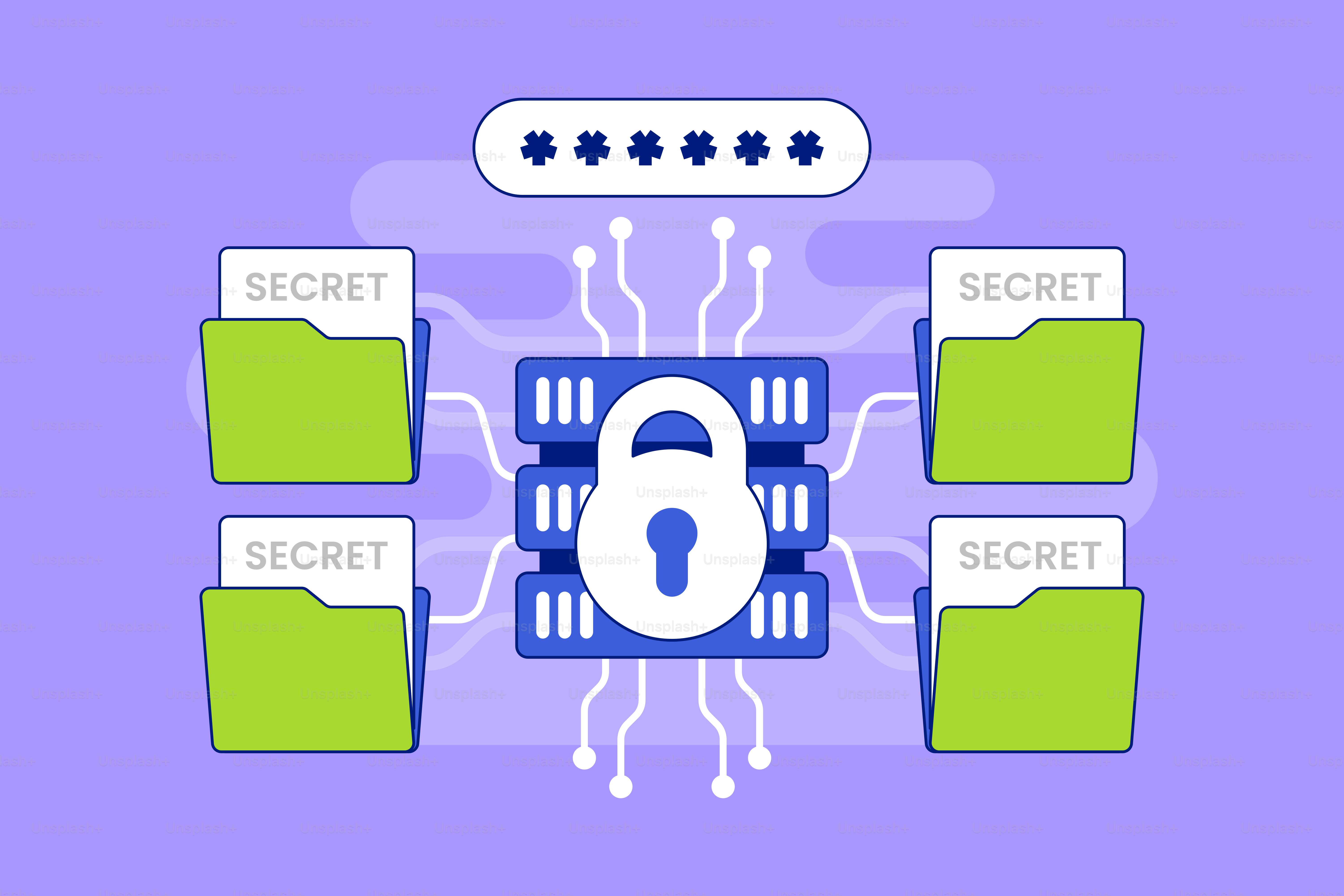 A diagram of a computer with a lock on it vector – Encrypted ...