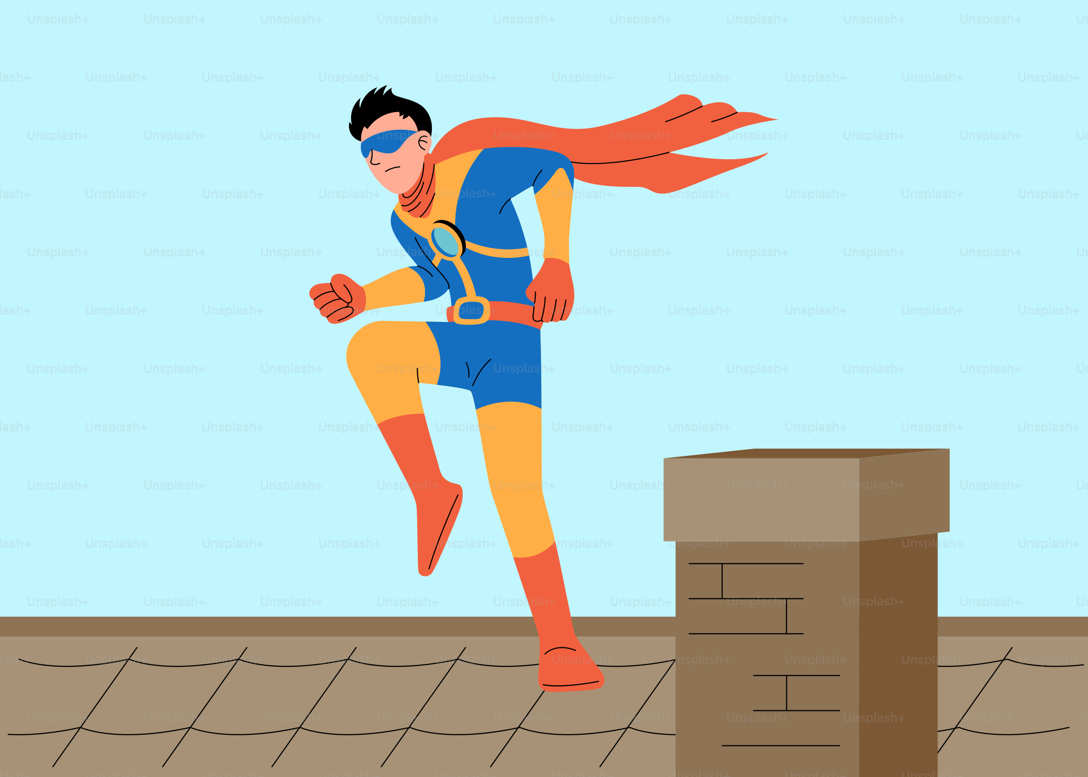 Um desenho animado de um homem em uma fantasia de super-herói vetor ...