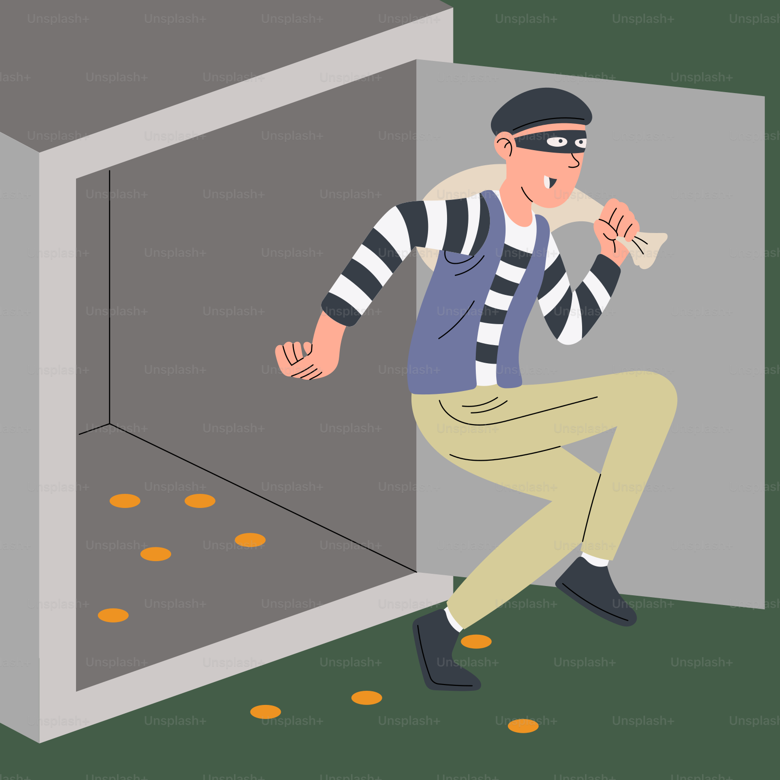 Um desenho animado de um roubo em uma máquina de roubo vetor – Imagem ...