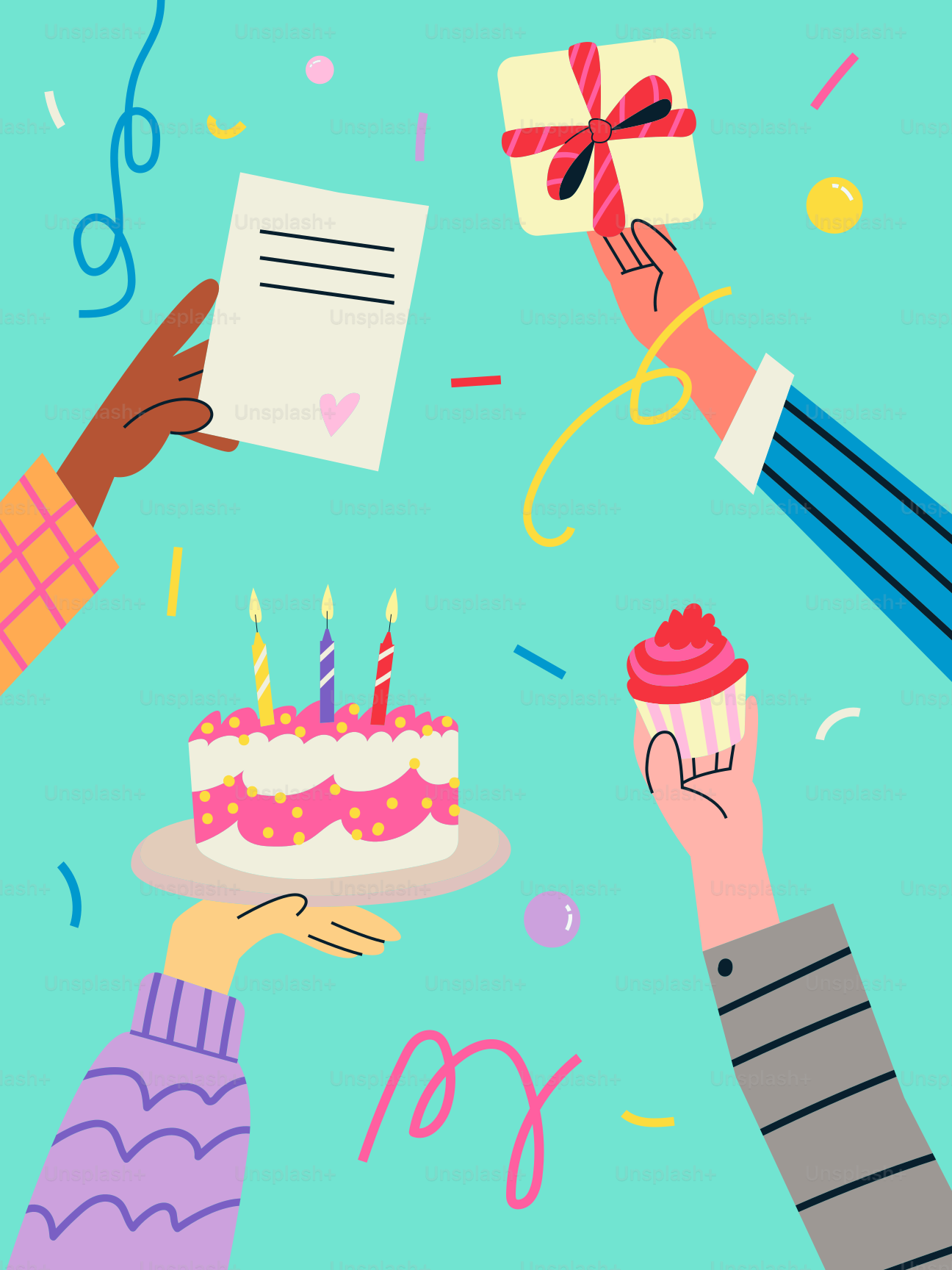 A group of people celebrating a birthday with a cake vector – Birthday ...