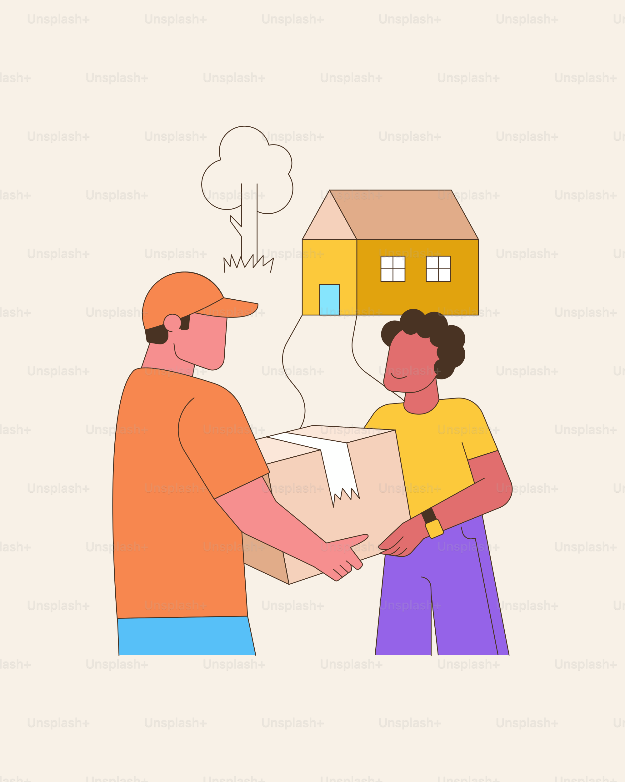 A man handing a box to a woman vector – Vector Image on Unsplash