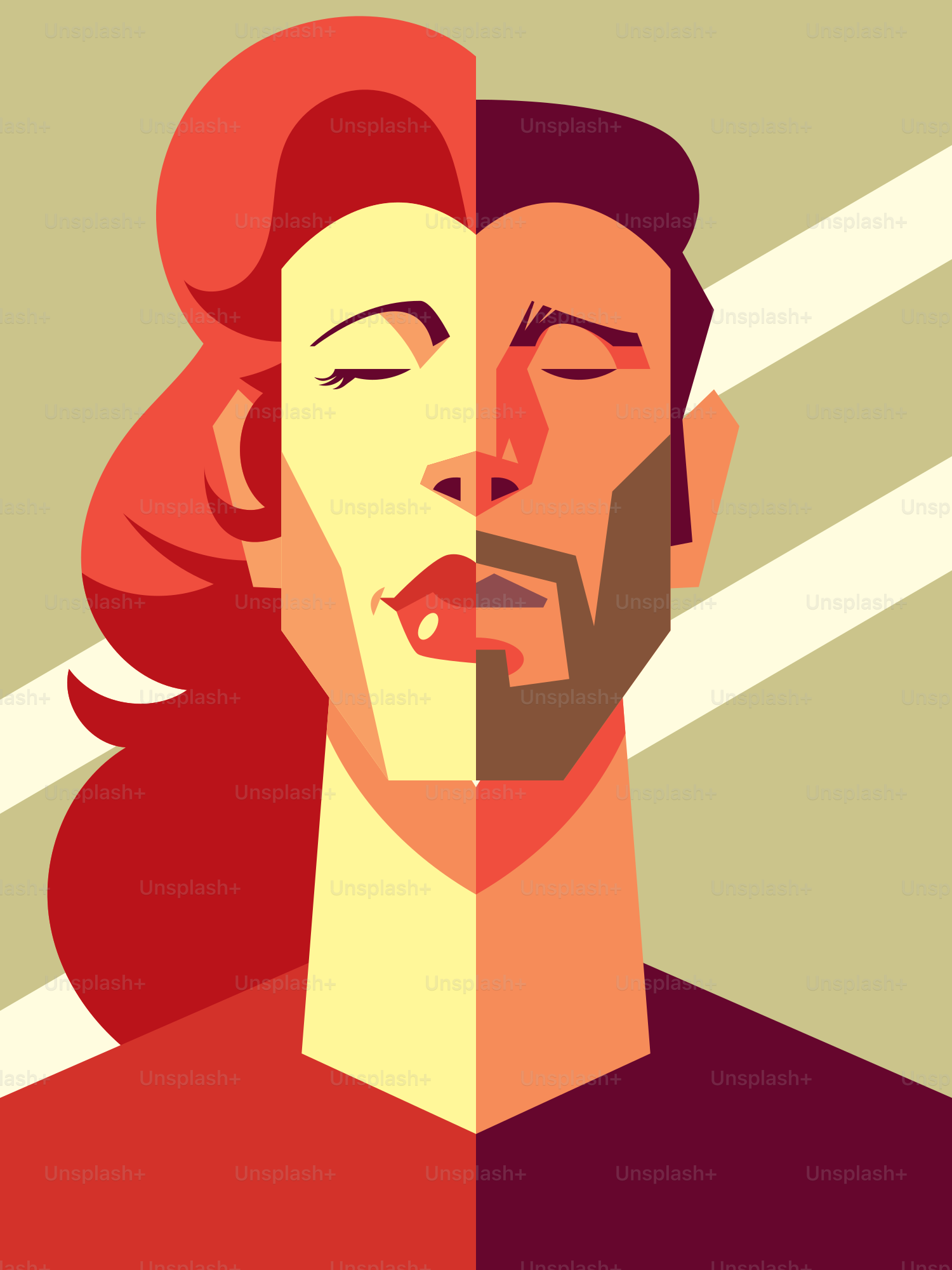 Un homme les yeux fermés et une femme les yeux fermés vectoriel – Image ...